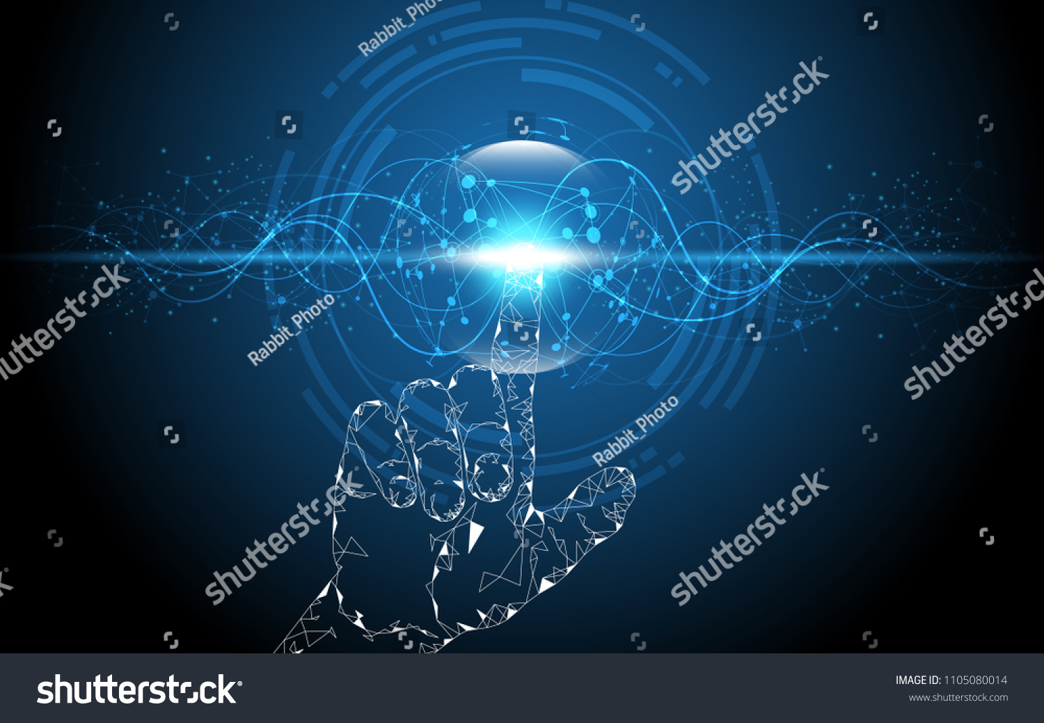 Hand Touch Selectiontouch Future Abstract Technology Stock Vector ...