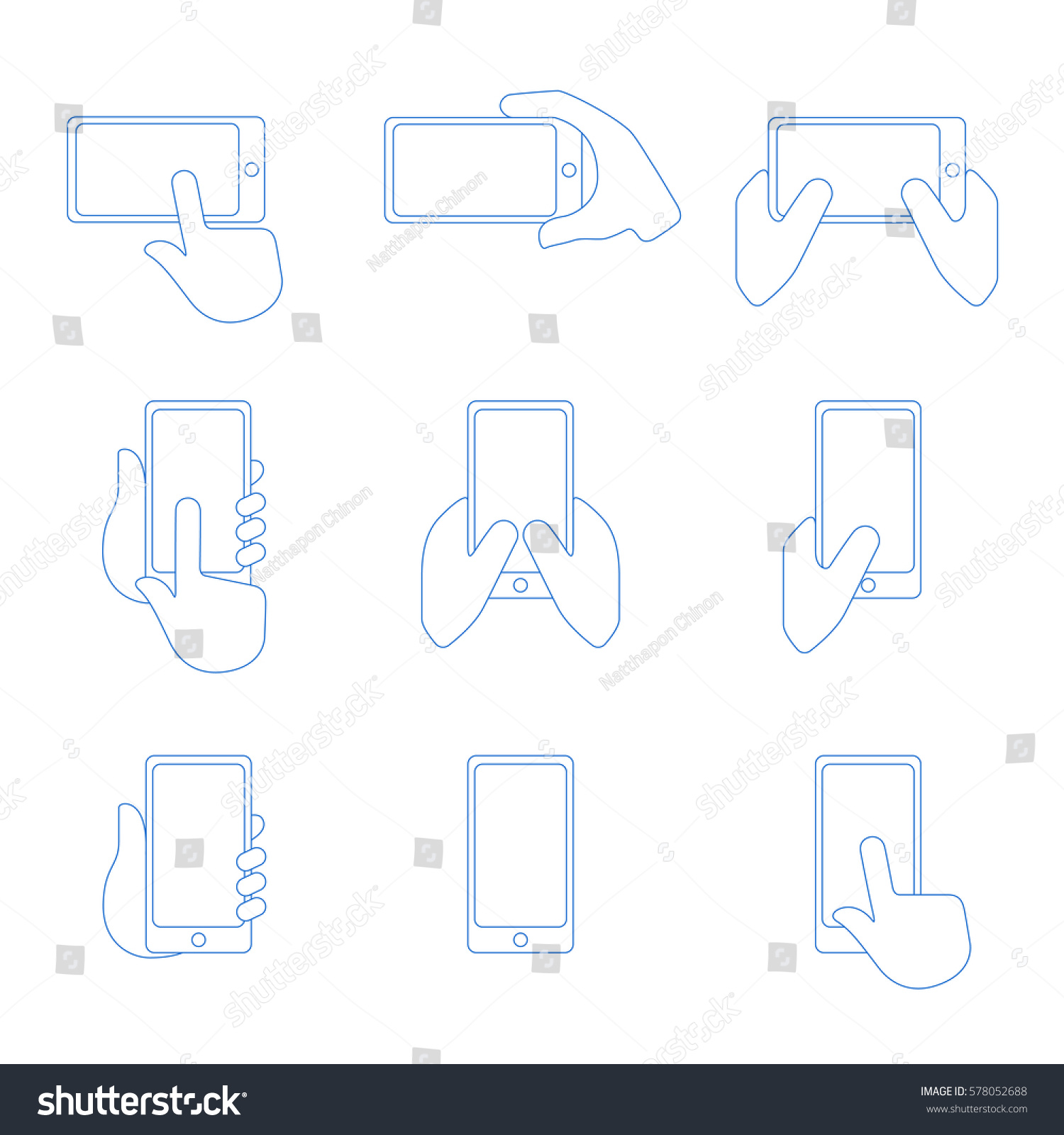 Hand Using Mobile Phone Icon 스톡 벡터(로열티 프리) 578052688 | Shutterstock