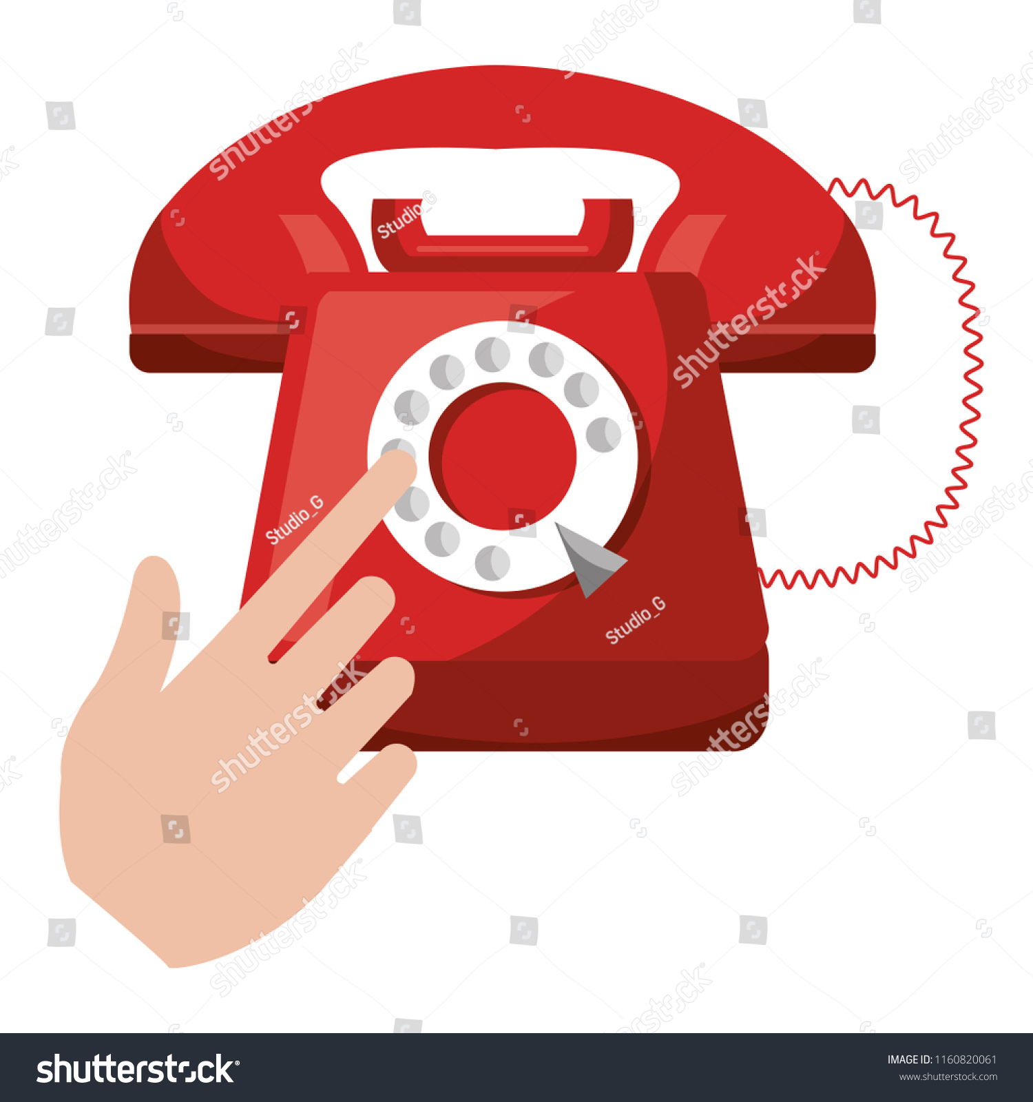Hand Using Telephone Icon Stock Vector (Royalty Free) 1160820061 ...