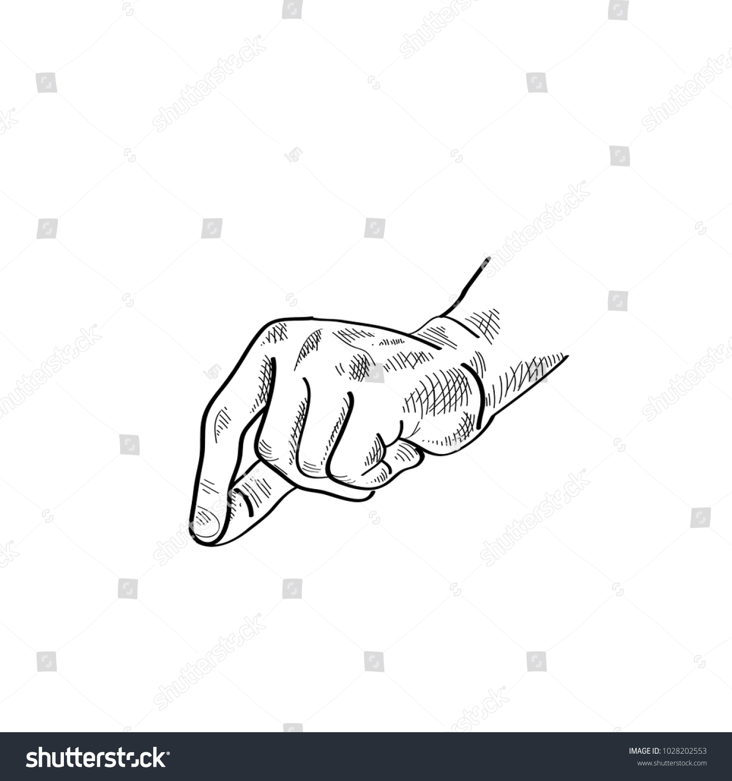 Hand Vector Drawing Linear Palm Illustration: เวกเตอร์สต็อก (ปลอดค่า ...