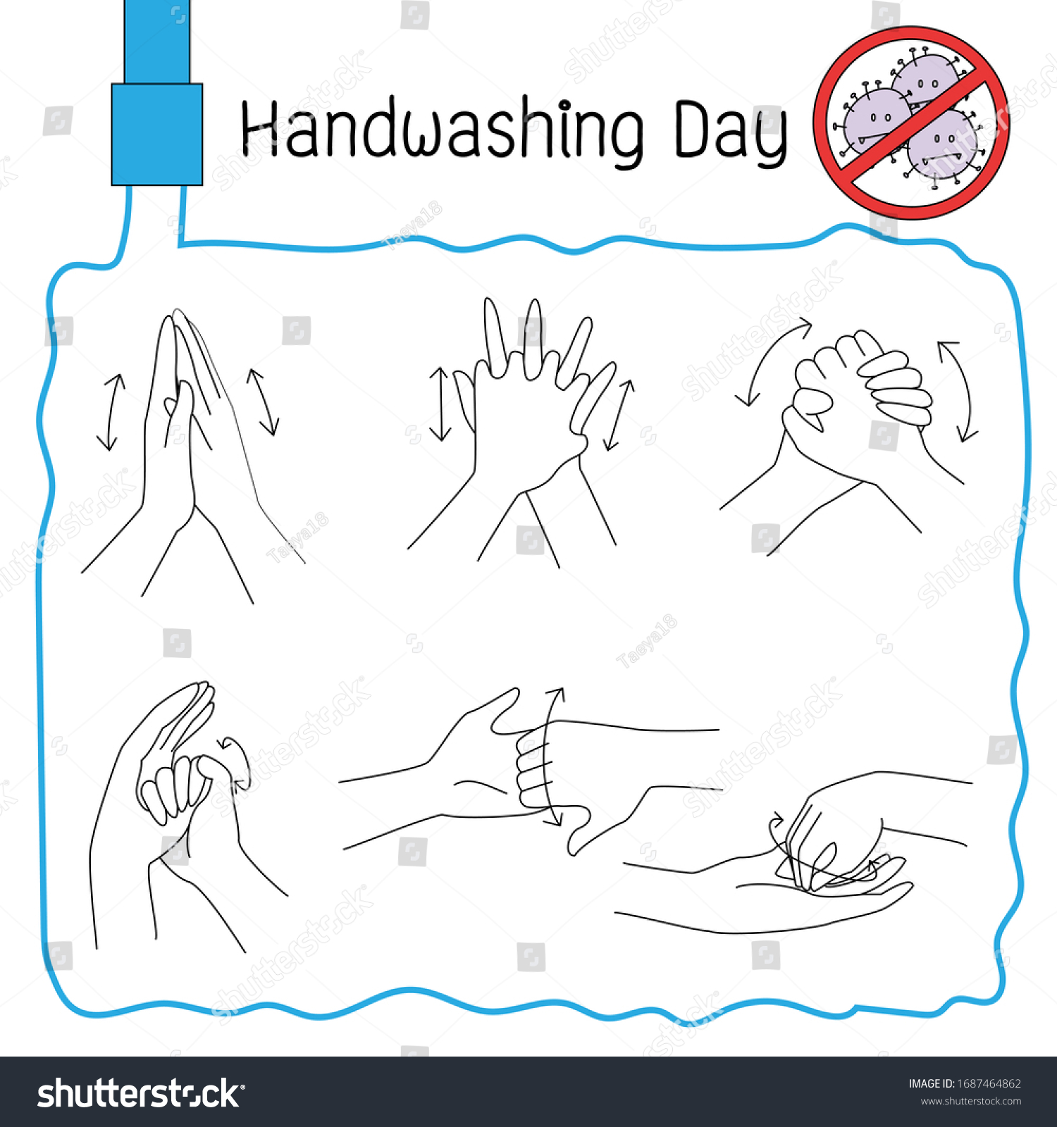 Hand Washing Step Simple Cartoon Vector Stock Vector (Royalty Free ...