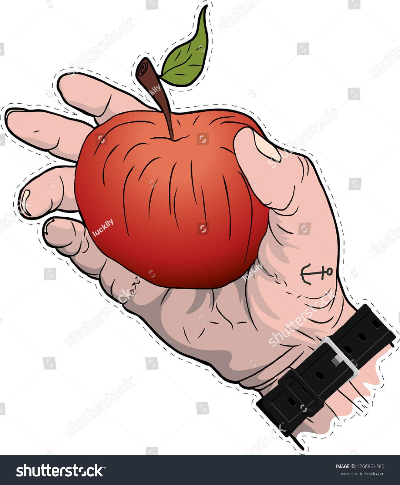 Hand Apple Vector Stock Vector (Royalty Free) 1268861380 | Shutterstock