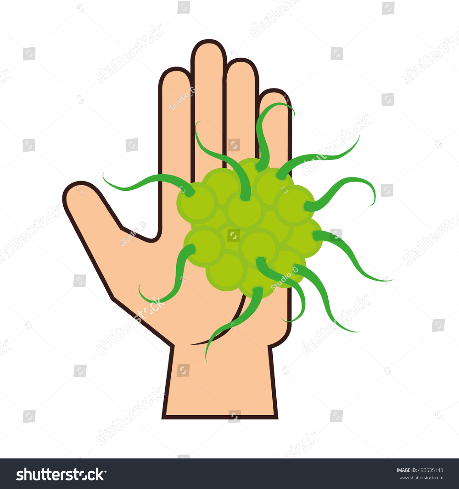 Hand Bacteria Germs Stock Vector (Royalty Free) 493535140 | Shutterstock