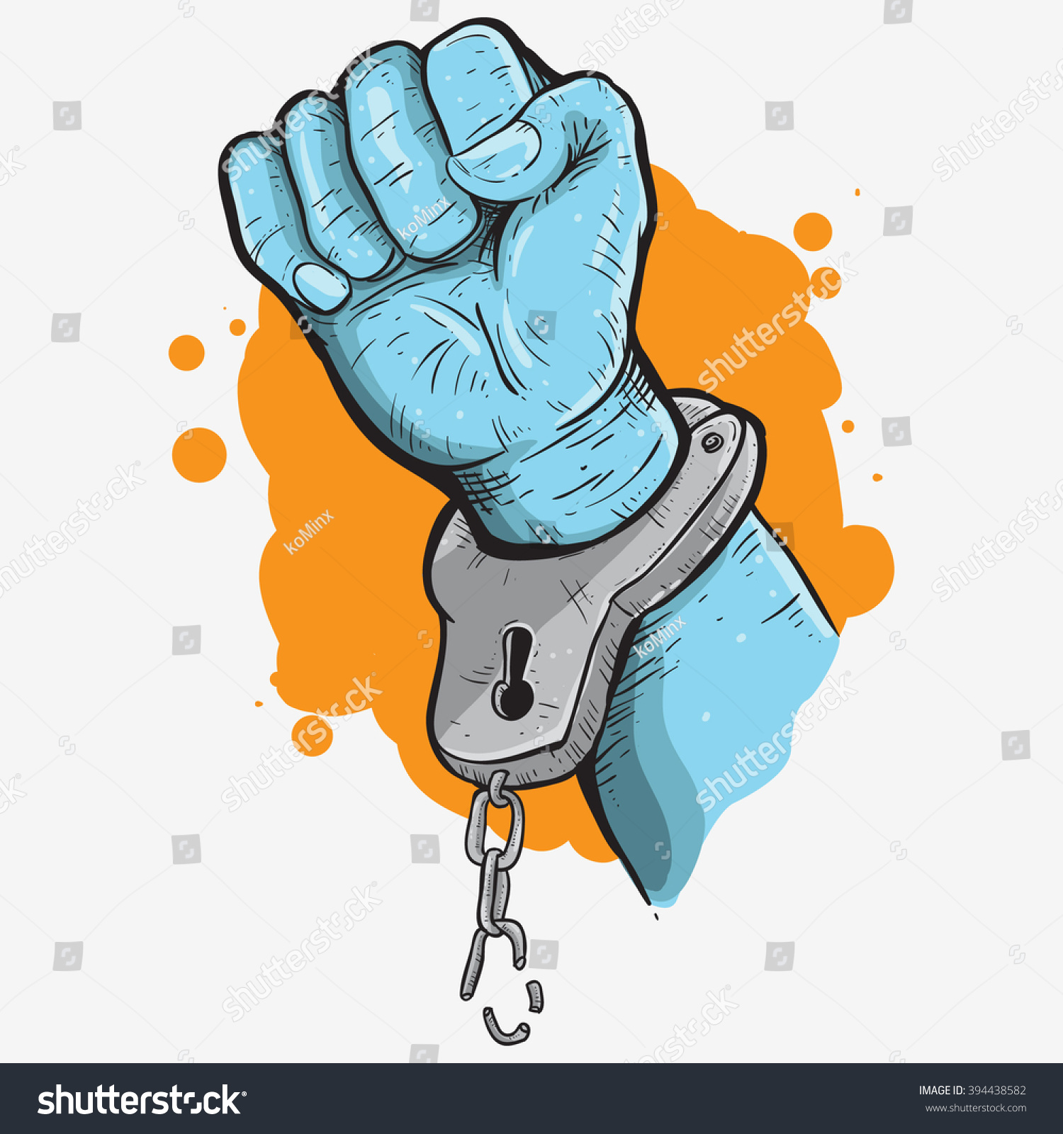 Hand Break Handcuff Colored Stock Vector (Royalty Free) 394438582 ...