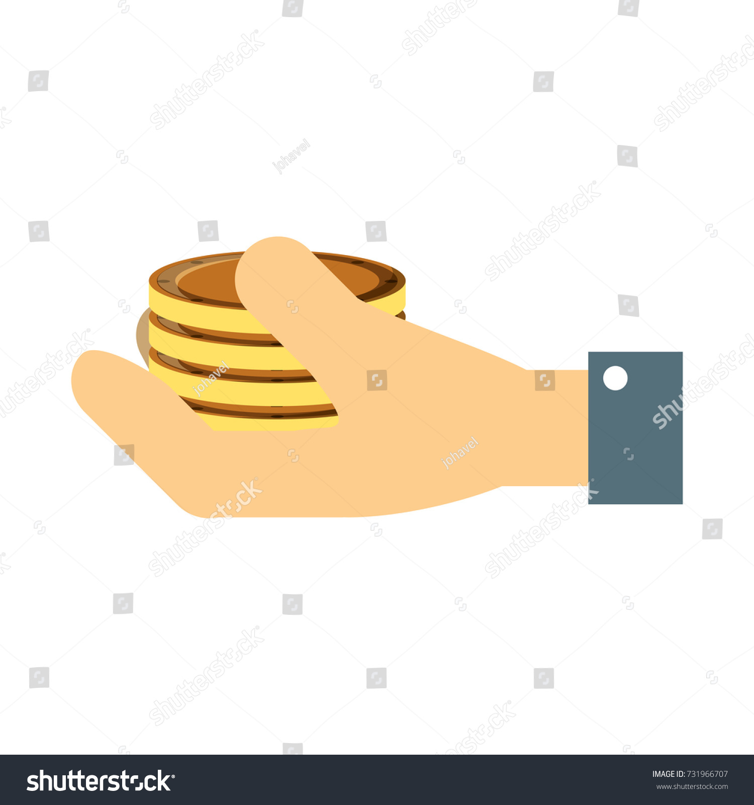 Hand Coins Vector Illustration Stock Vector (Royalty Free) 731966707
