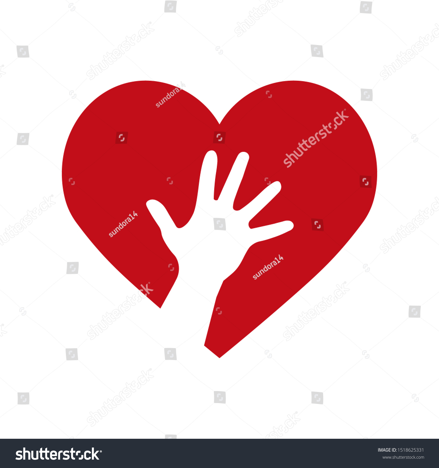 Hand Heart Logo Design: เวกเตอร์สต็อก (ปลอดค่าลิขสิทธิ์) 1518625331