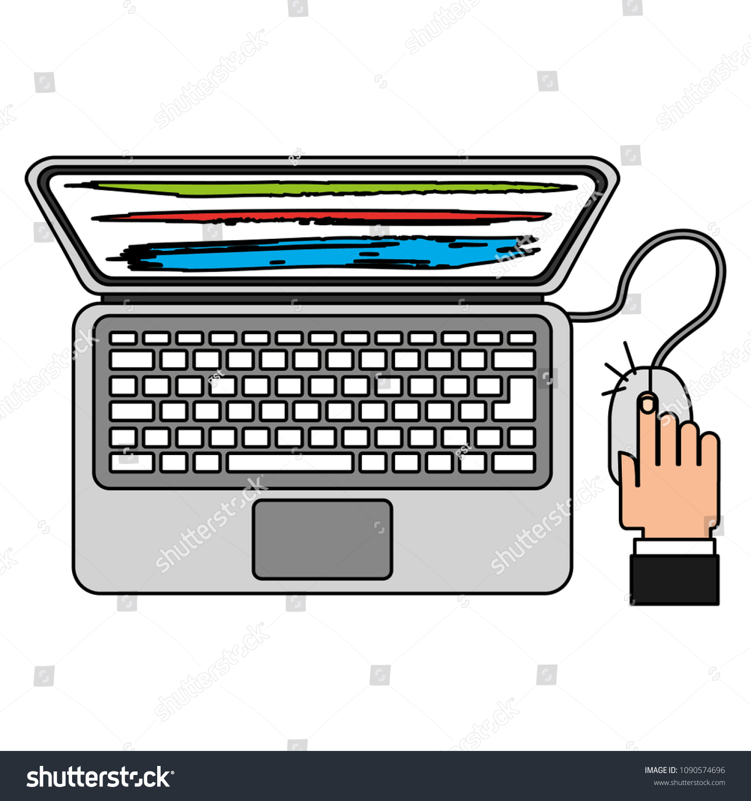 Hand Laptop Computer Mouse Device Stock Vector (Royalty Free ...