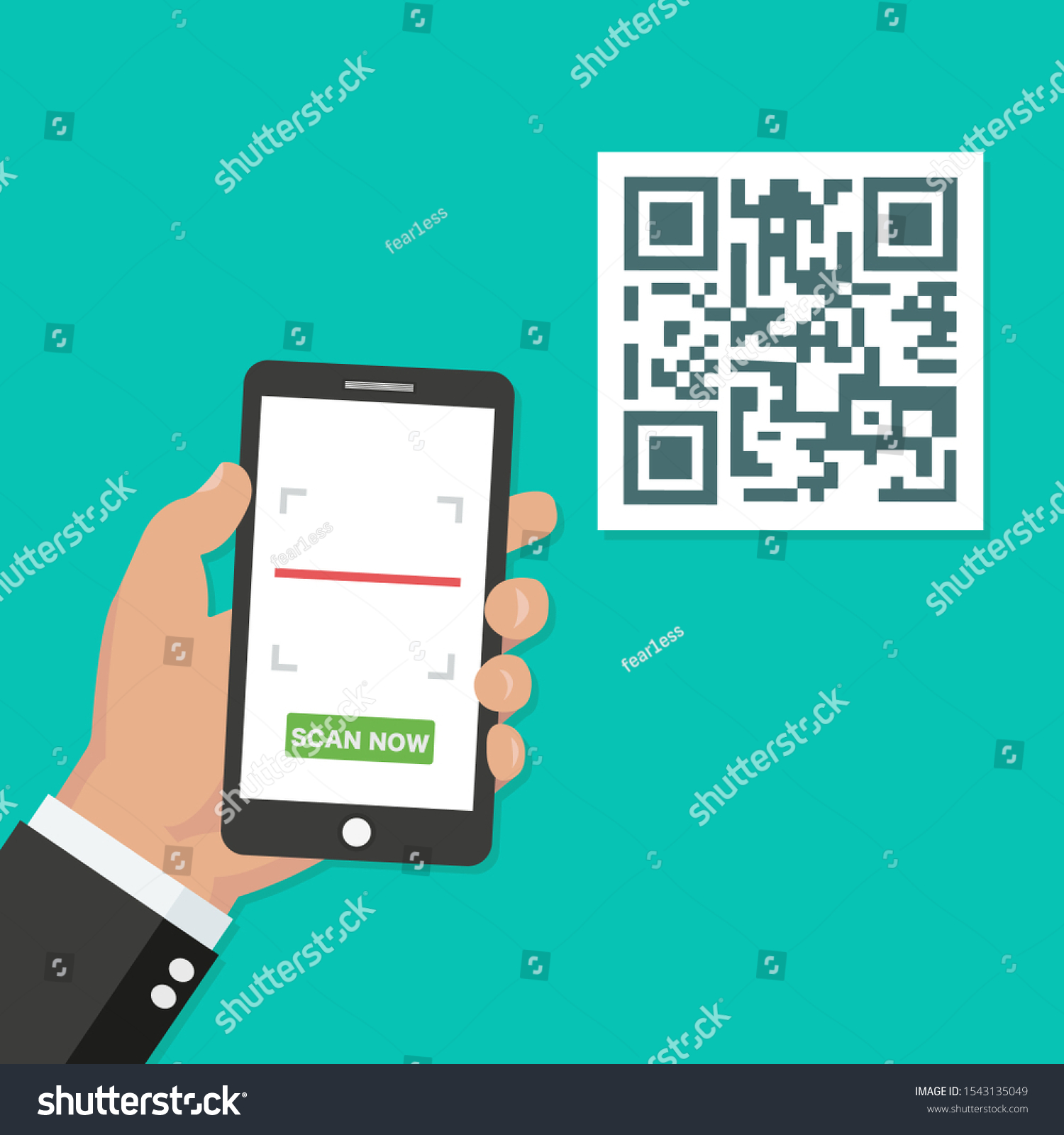 Hand Phone Scanning Qr Code Flat Stock Vector (Royalty Free) 1543135049