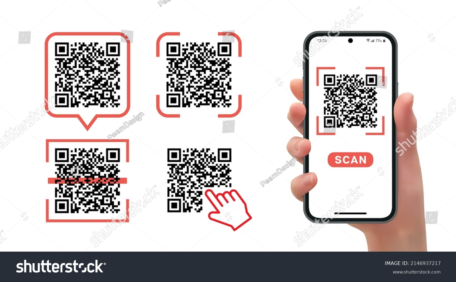 Hand Phone Scanning Qr Code Realistic Stock Vector (Royalty Free ...