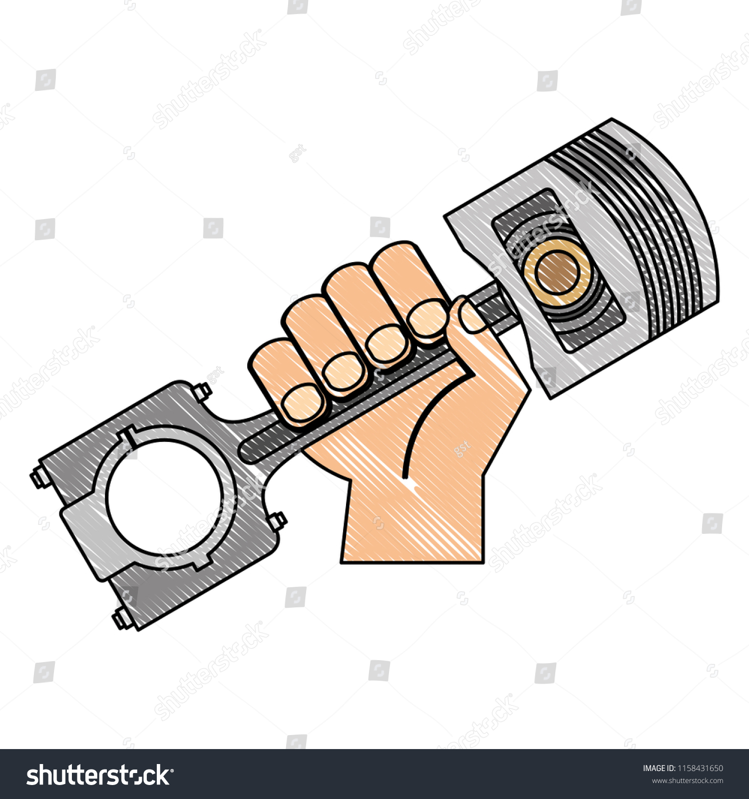 Hand Piston Engine Piece Icon Stock Vector (Royalty Free) 1158431650