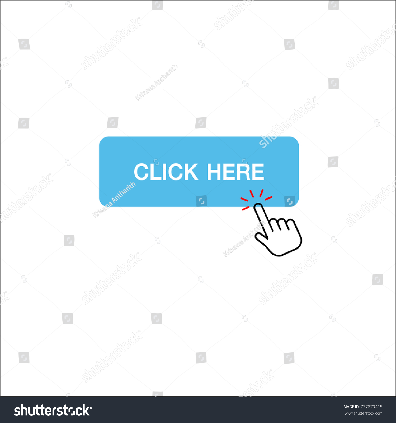 Hand Touching Click Here Button Vector Stock Vector (Royalty Free ...