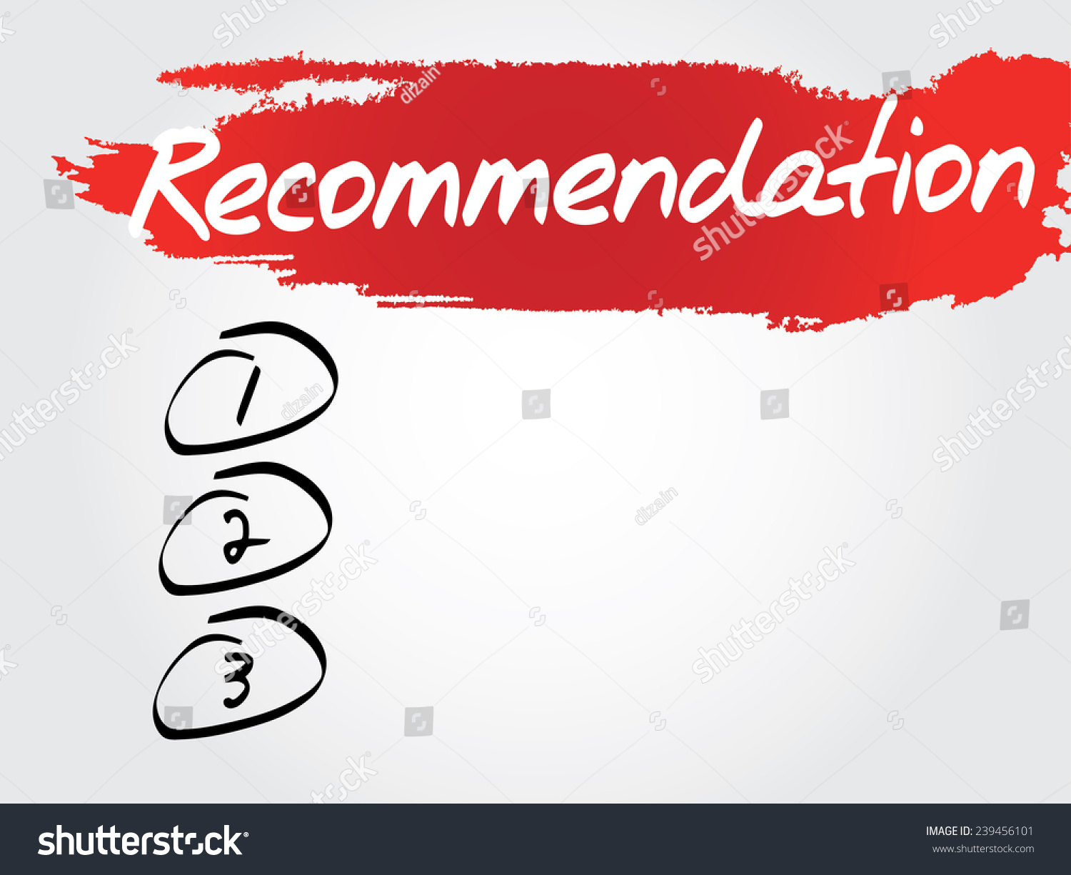 Hand Writing Recommendation Blank List Vector Stock Vector (Royalty ...