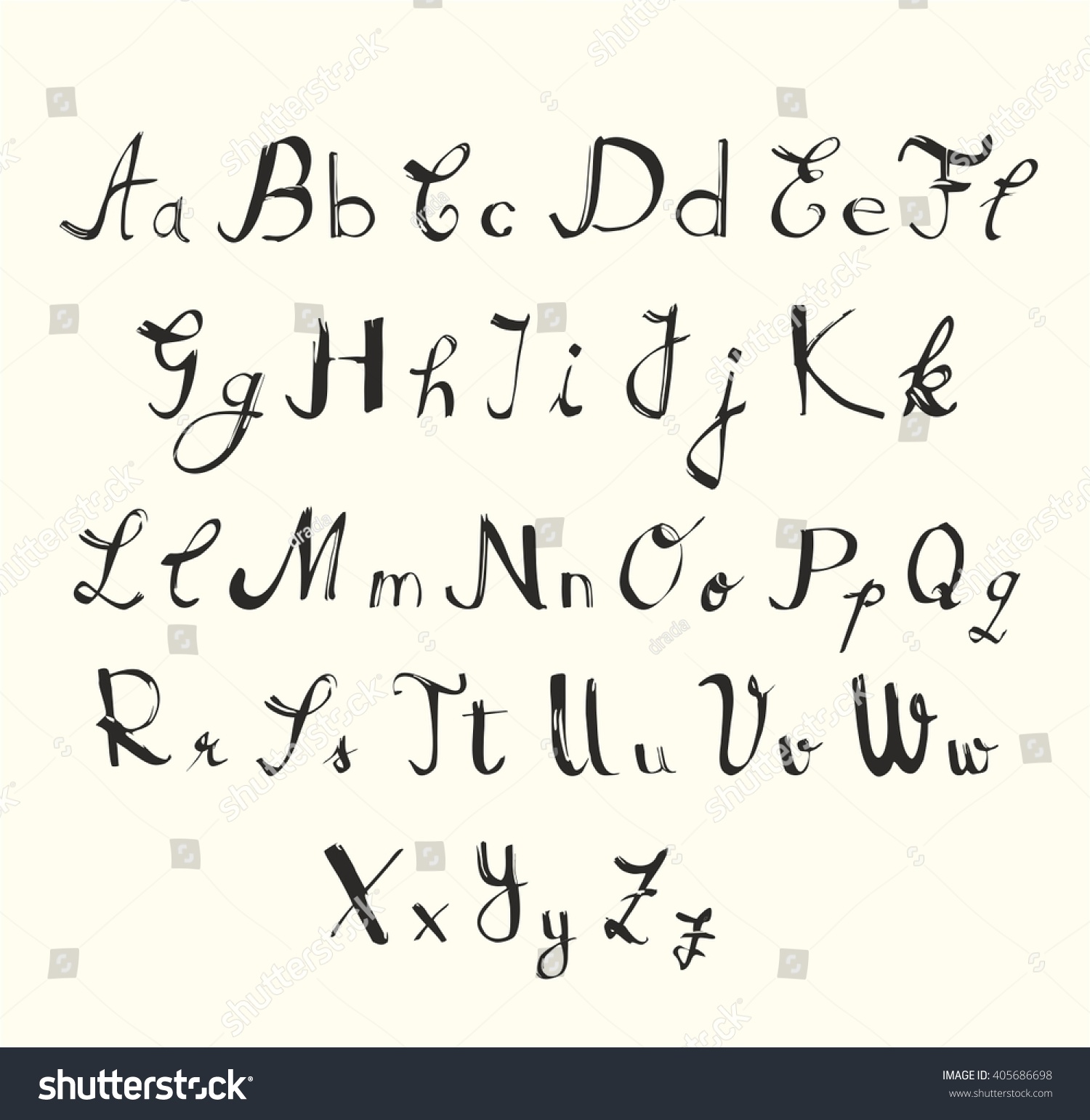 Hand Written Alphabet Vector Stock Vector (Royalty Free) 405686698