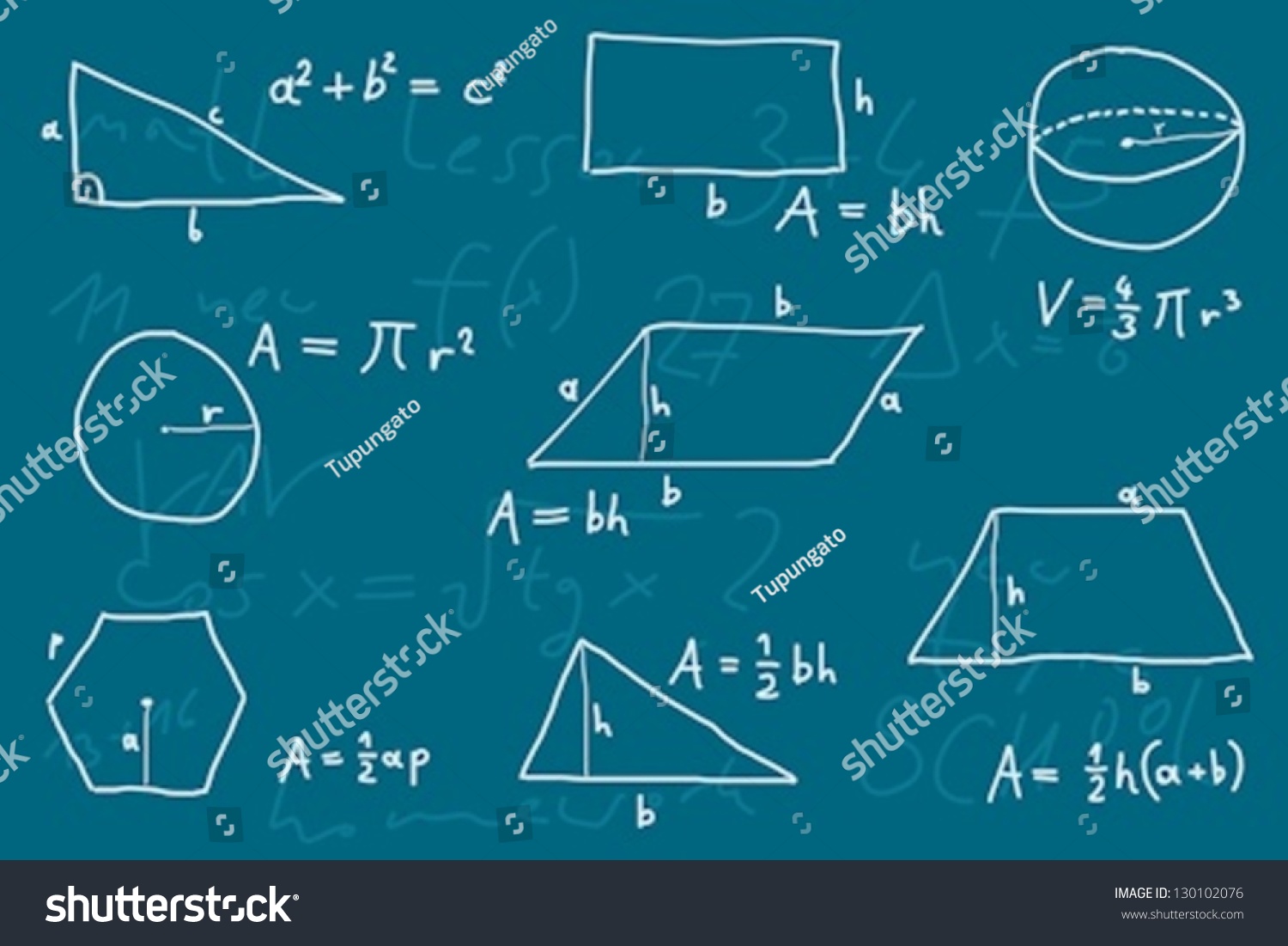 Hand Written Doodle Illustration Geometry Formulas Stock Vector ...