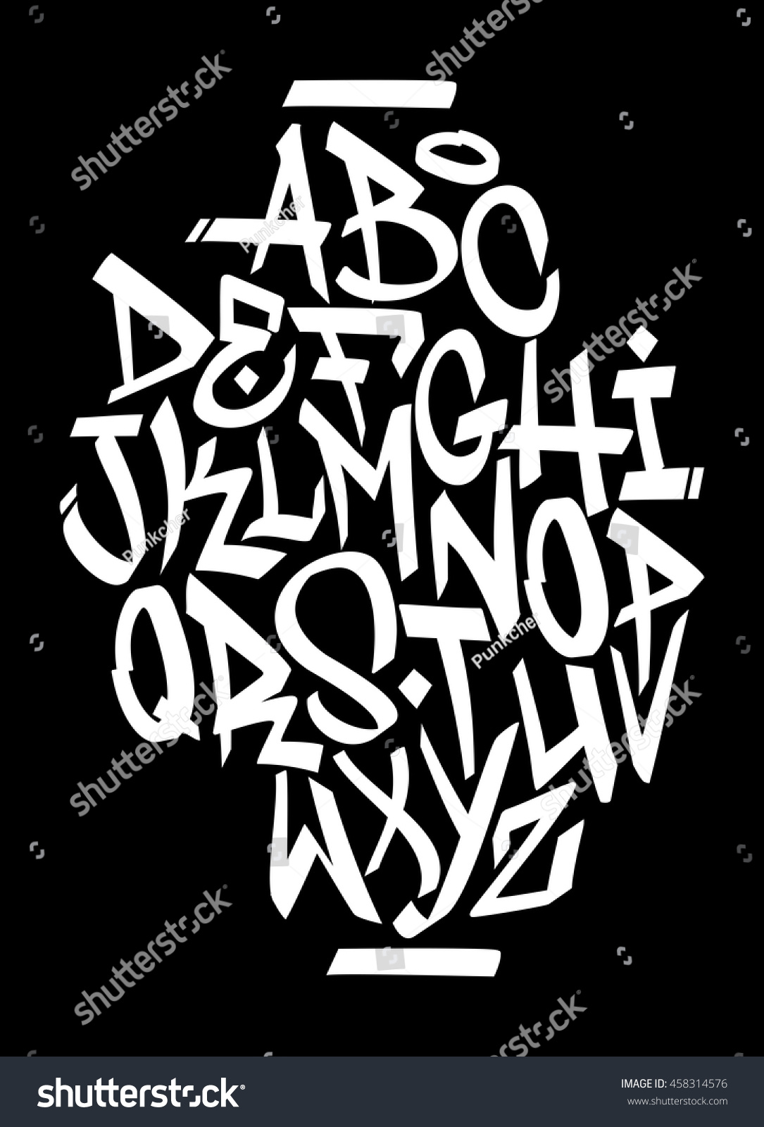 Hand Written Graffiti Font Alphabet Vector Stock Vector Royalty Free