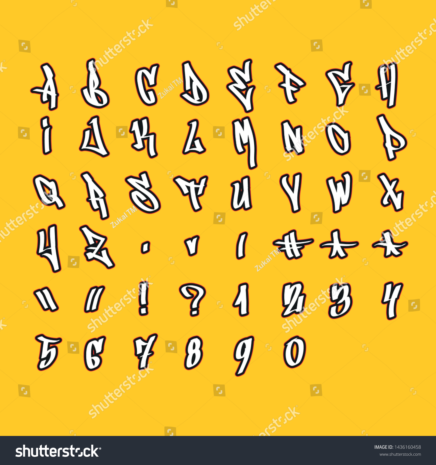Hand Written Graffiti Font Alphabet Vector Image Vectorielle De Stock