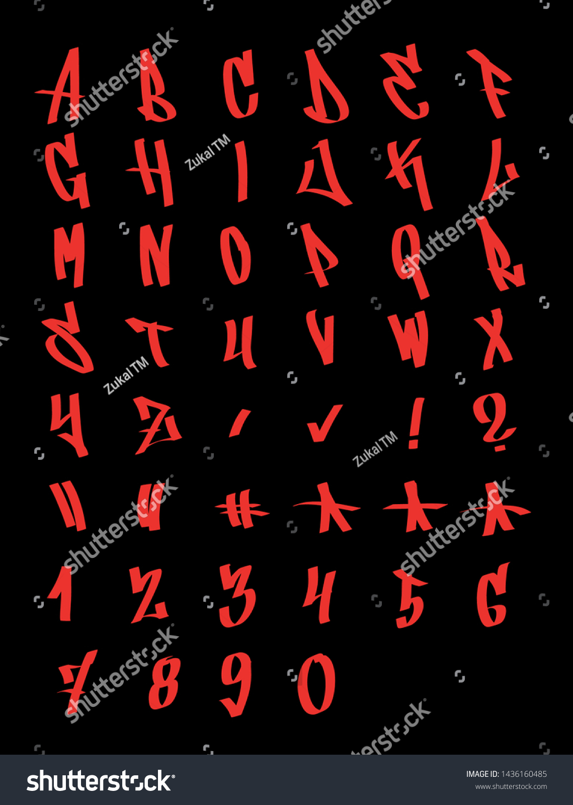 Hand Written Graffiti Font Alphabet Vector Stock Vector Royalty Free
