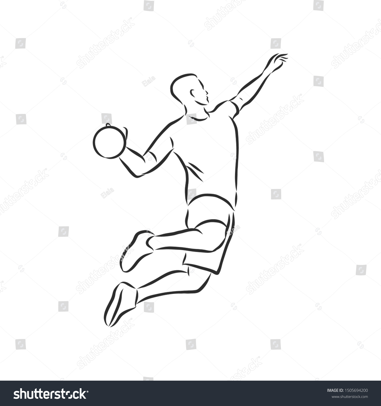 Handball Player Sketch Vector Illustration Stock Vector (Royalty Free ...