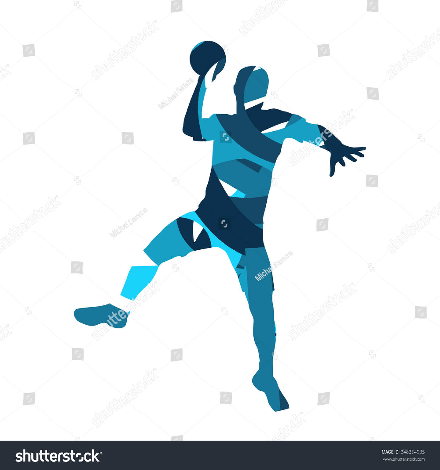 Handball Vector Player Abstract Blue Silhouette: vector de stock (libre ...