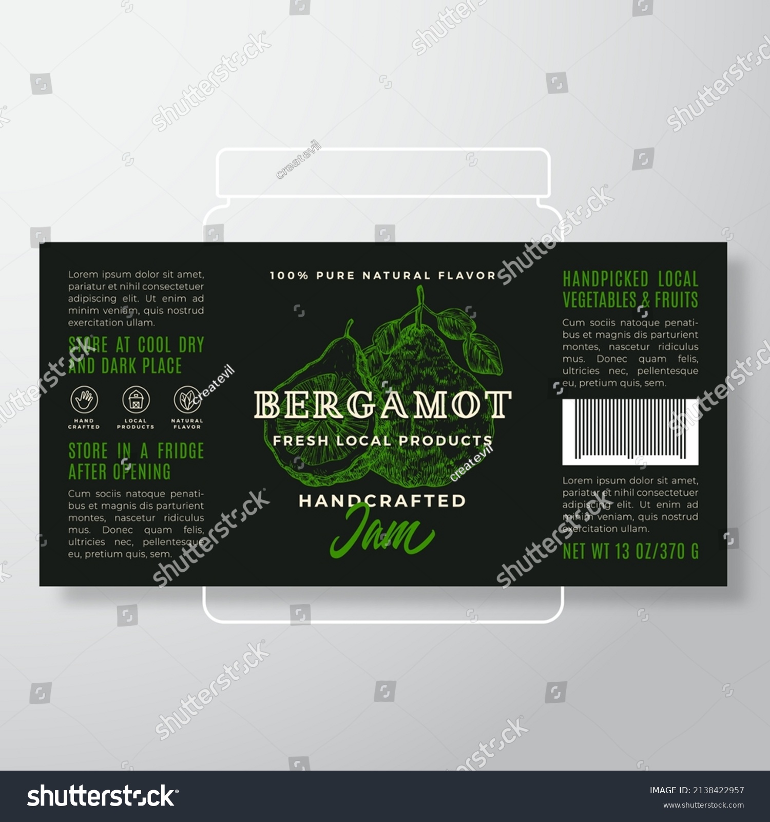 Handcrafted Fruit Jam Label Template Abstract Stock Vector (Royalty ...
