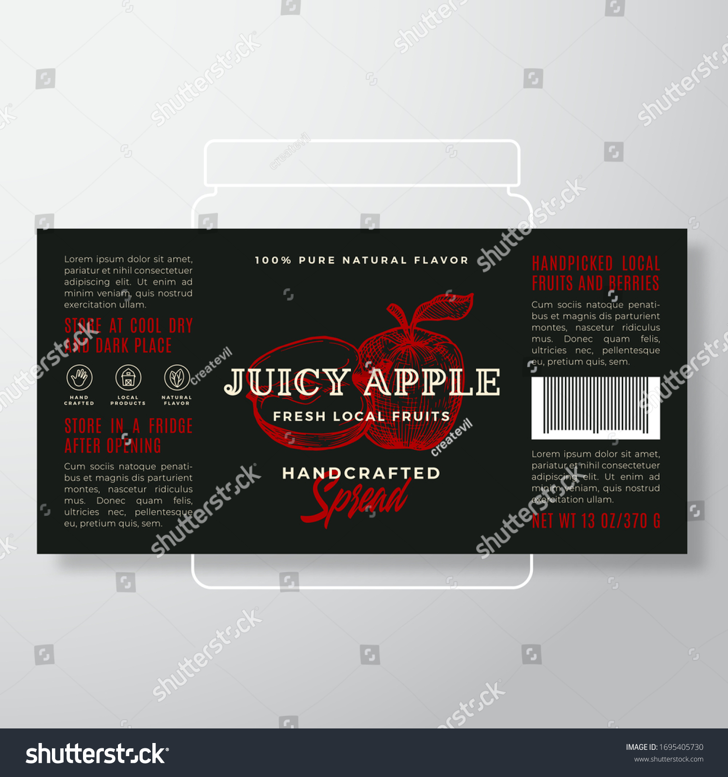 수공예 과일 스프레드 또는 잼 레이블 스톡 벡터로열티 프리 1695405730 Shutterstock