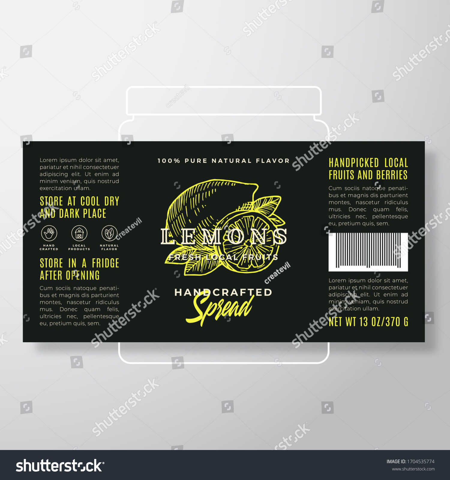 Handcrafted Fruit Spread Jam Label Template Stock Vector (Royalty Free ...
