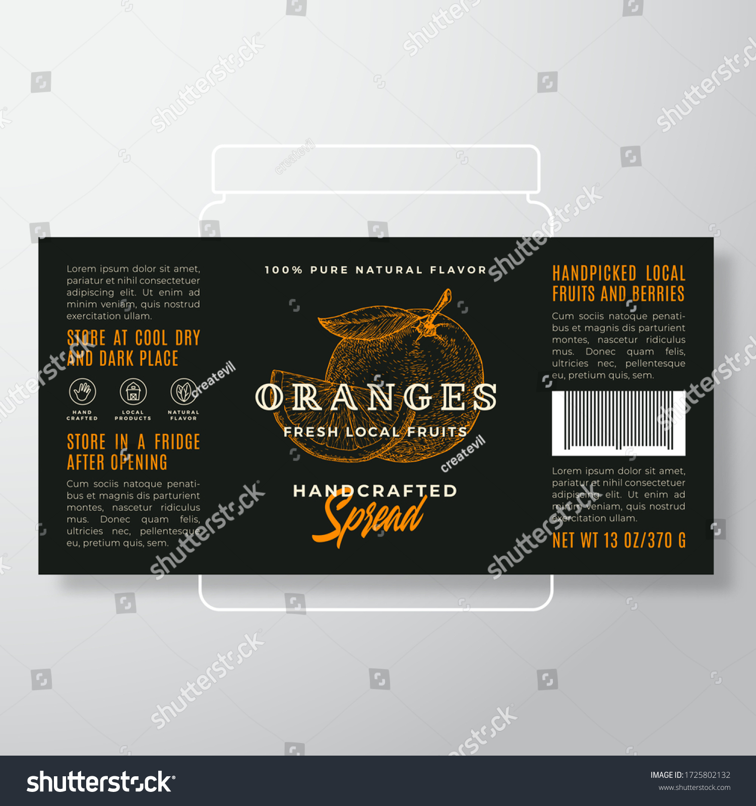 Handcrafted Fruit Spread Jam Label Template Stock Vector (Royalty Free ...