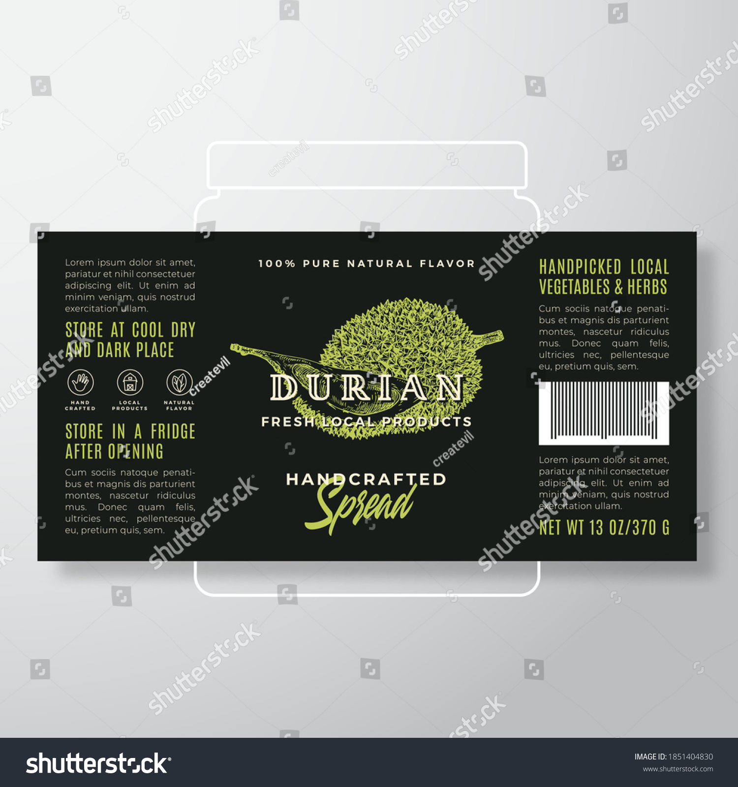 Handcrafted Fruit Spread Jam Label Template Stock Vector (Royalty Free ...
