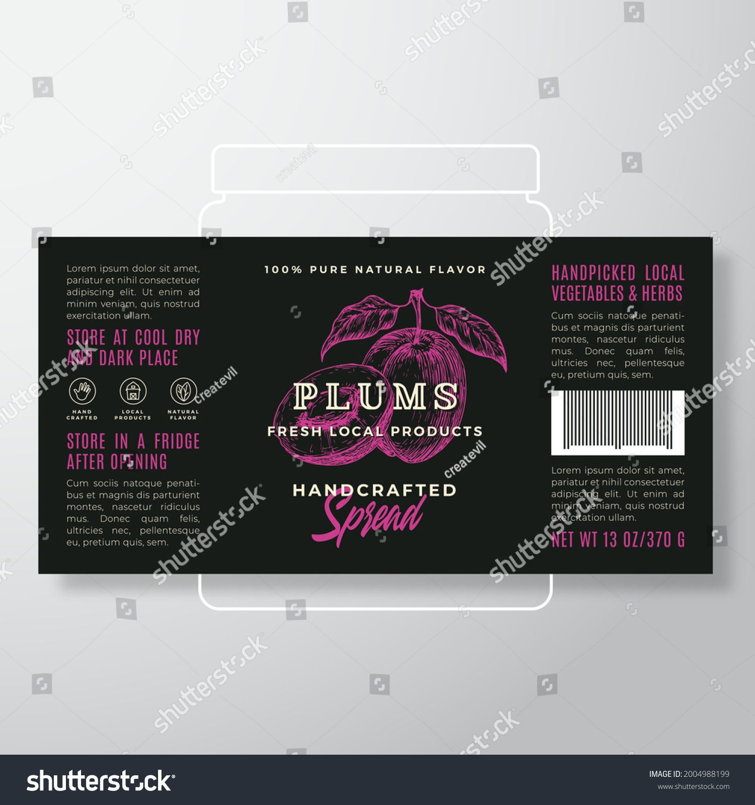 Handcrafted Fruit Spread Jam Label Template Stock Vector (Royalty Free ...