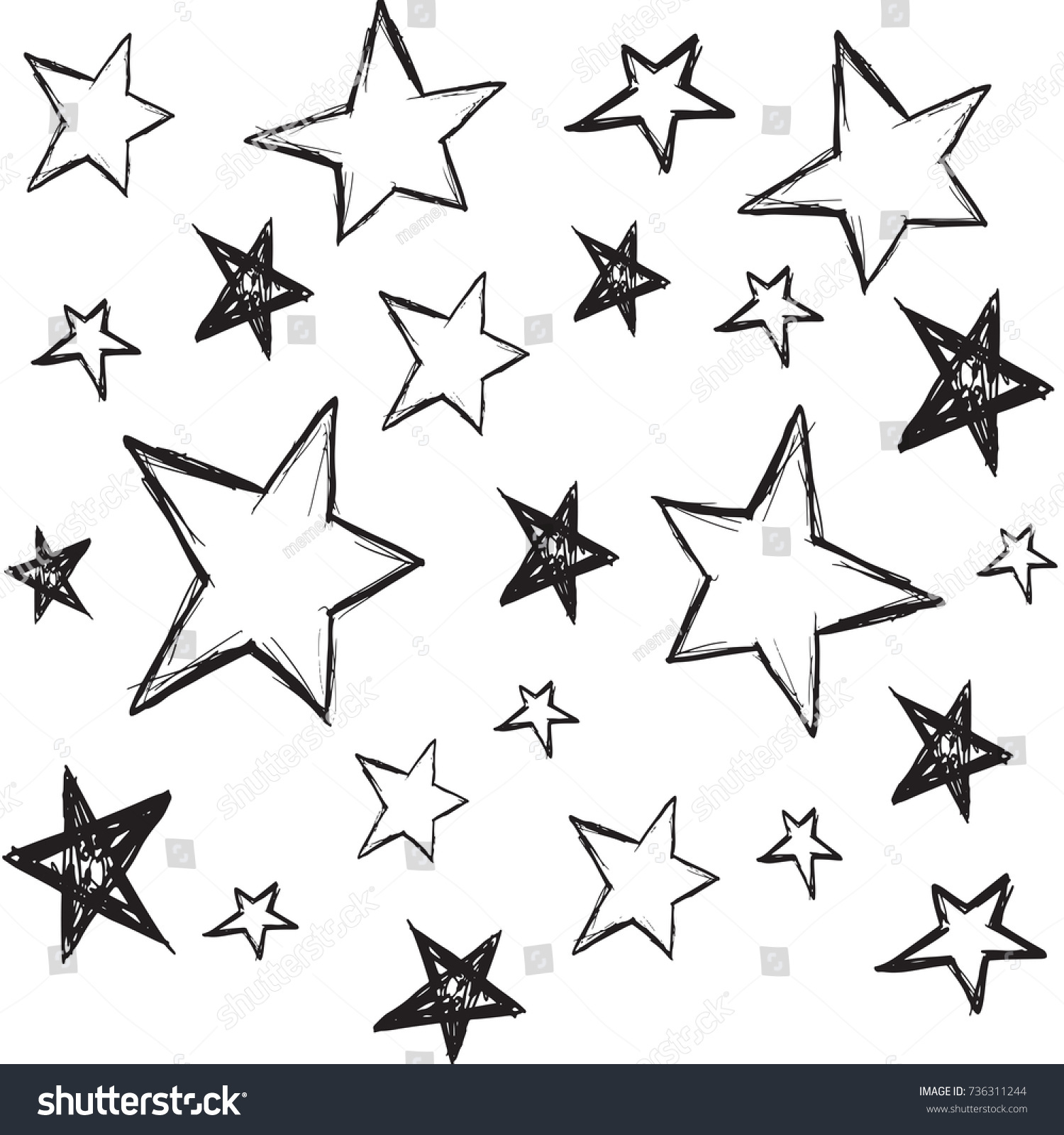 Handdrawn Stars Background Vector Illustration Stock Vector (Royalty ...