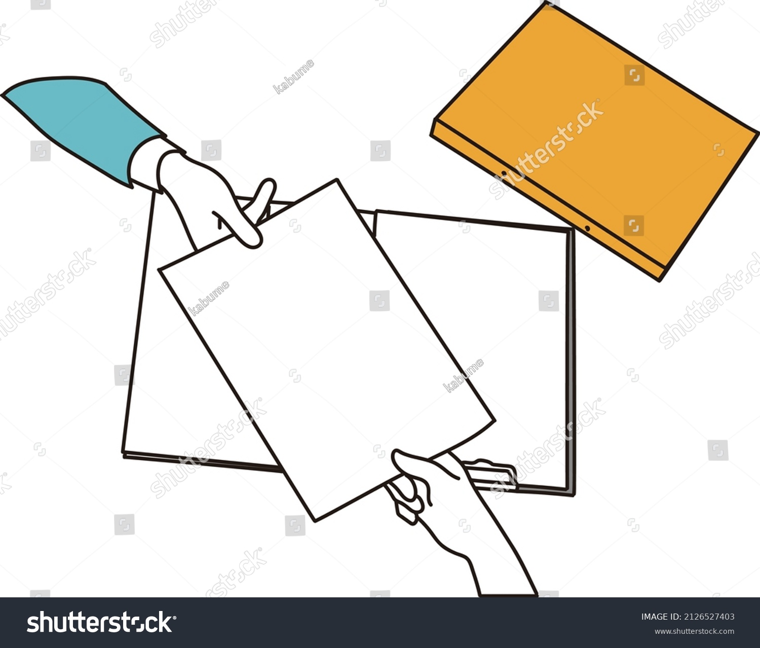 Handing Over Documents Work Stock Vector (Royalty Free) 2126527403 ...