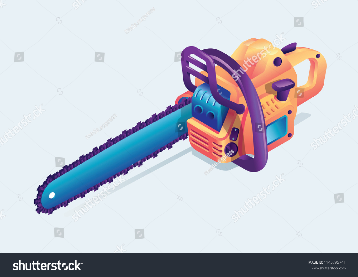 Handle Chainsaw Vector Illustration Isometric Stock Vector (Royalty ...