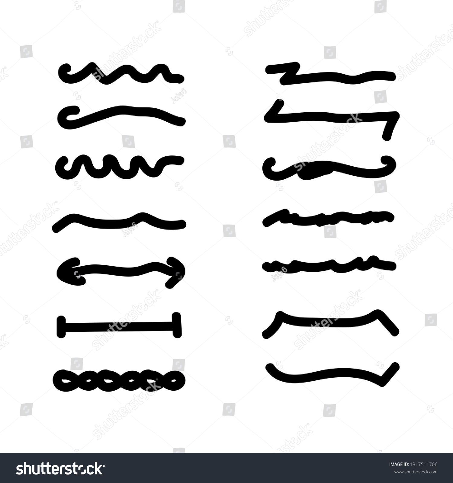 Handmade Collection Set Underline Vector Doodle Stock Vector (Royalty ...