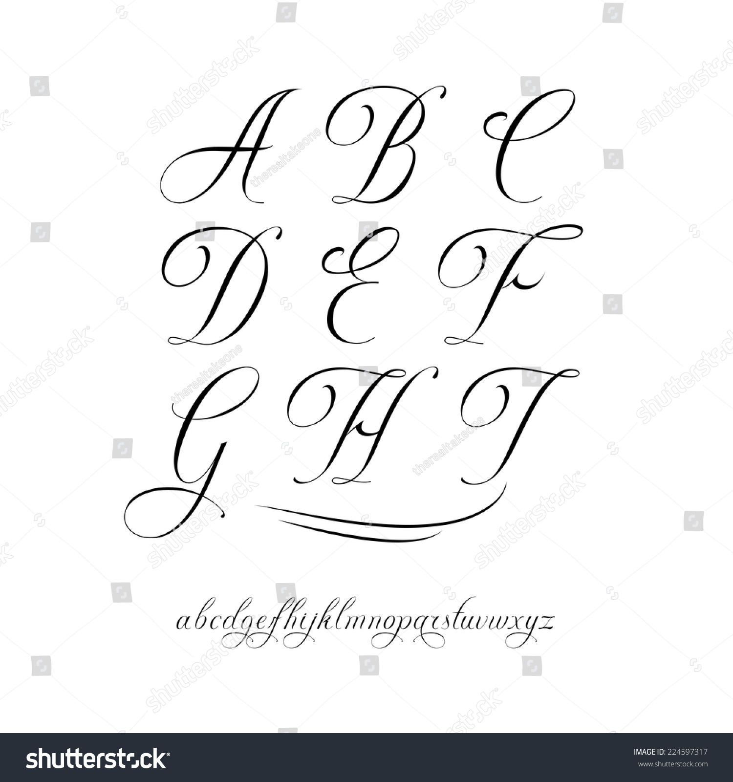 Handmade Vector Calligraphy Tattoo Alphabet Stock Vector (Royalty Free ...