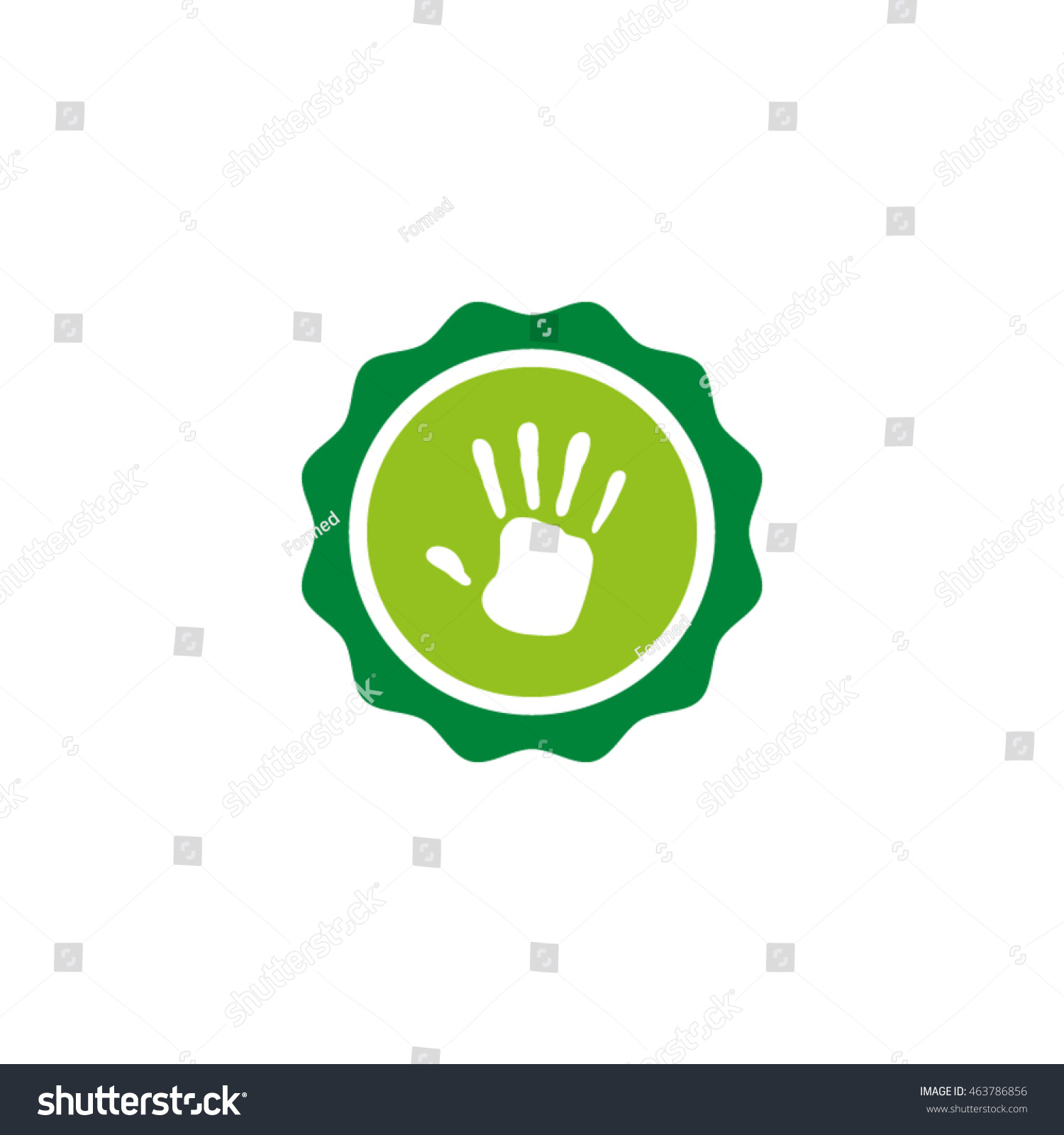 Handprint Badge Vector Stock Vector (Royalty Free) 463786856 | Shutterstock