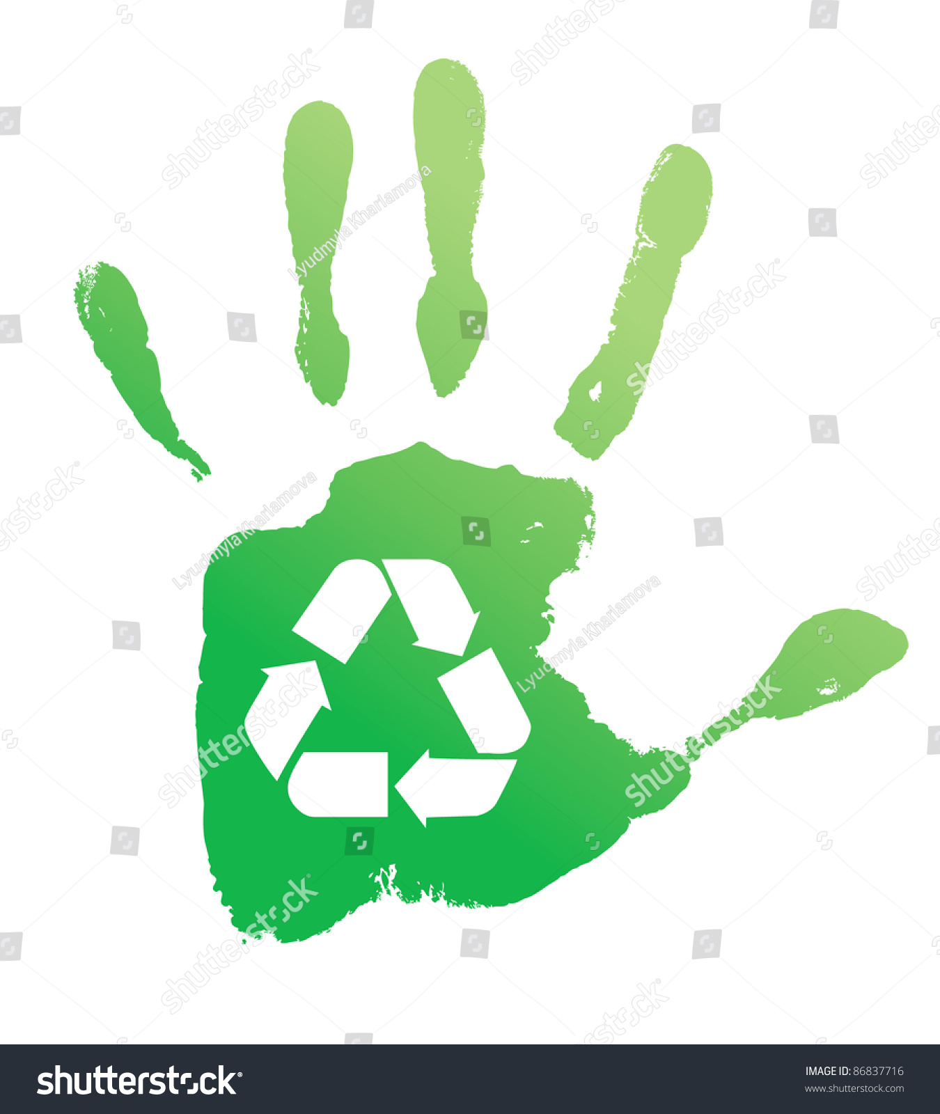 Handprint Recycle Vector Illustration: vector de stock (libre de ...