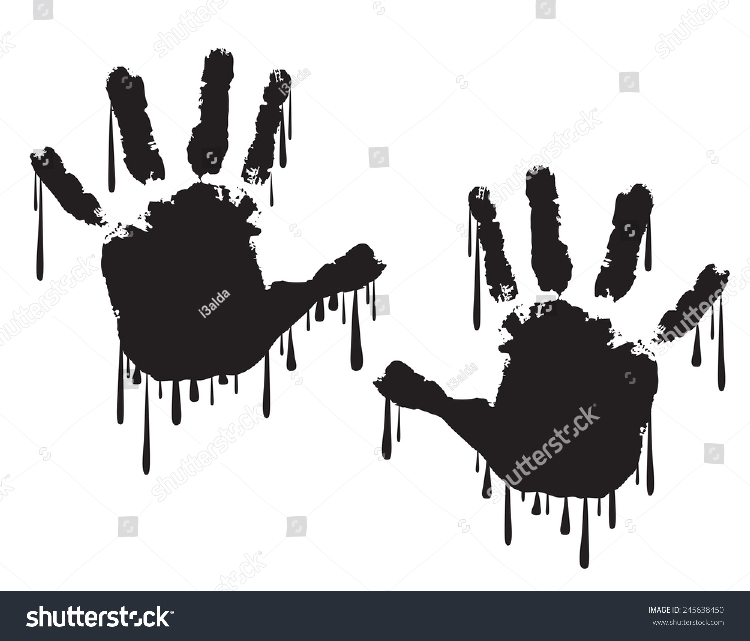 Handprint Dripping Paint: vector de stock (libre de regalías) 245638450