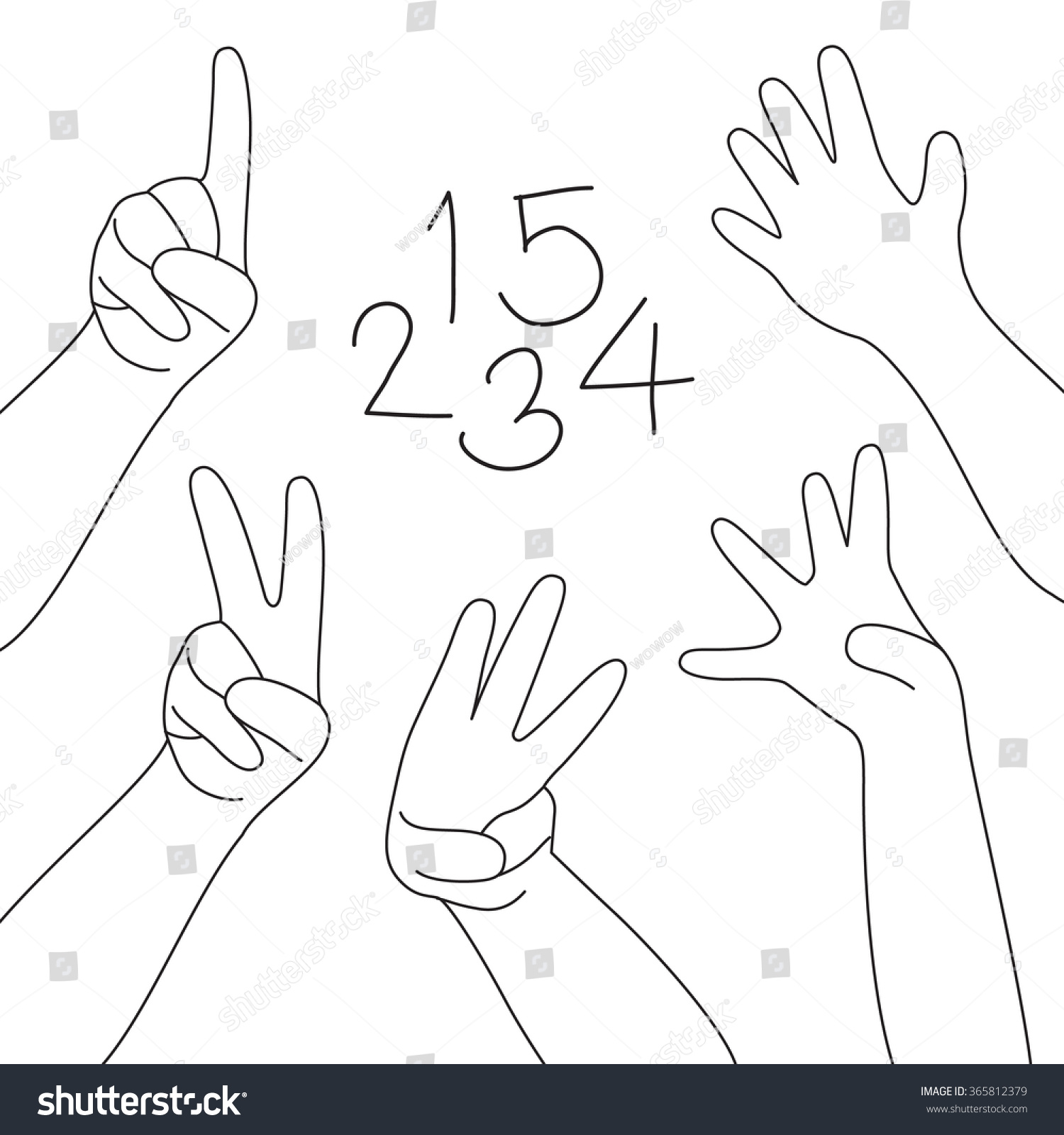 Hands Fingers Numbers Countdown Stock Vector (Royalty Free) 365812379 ...