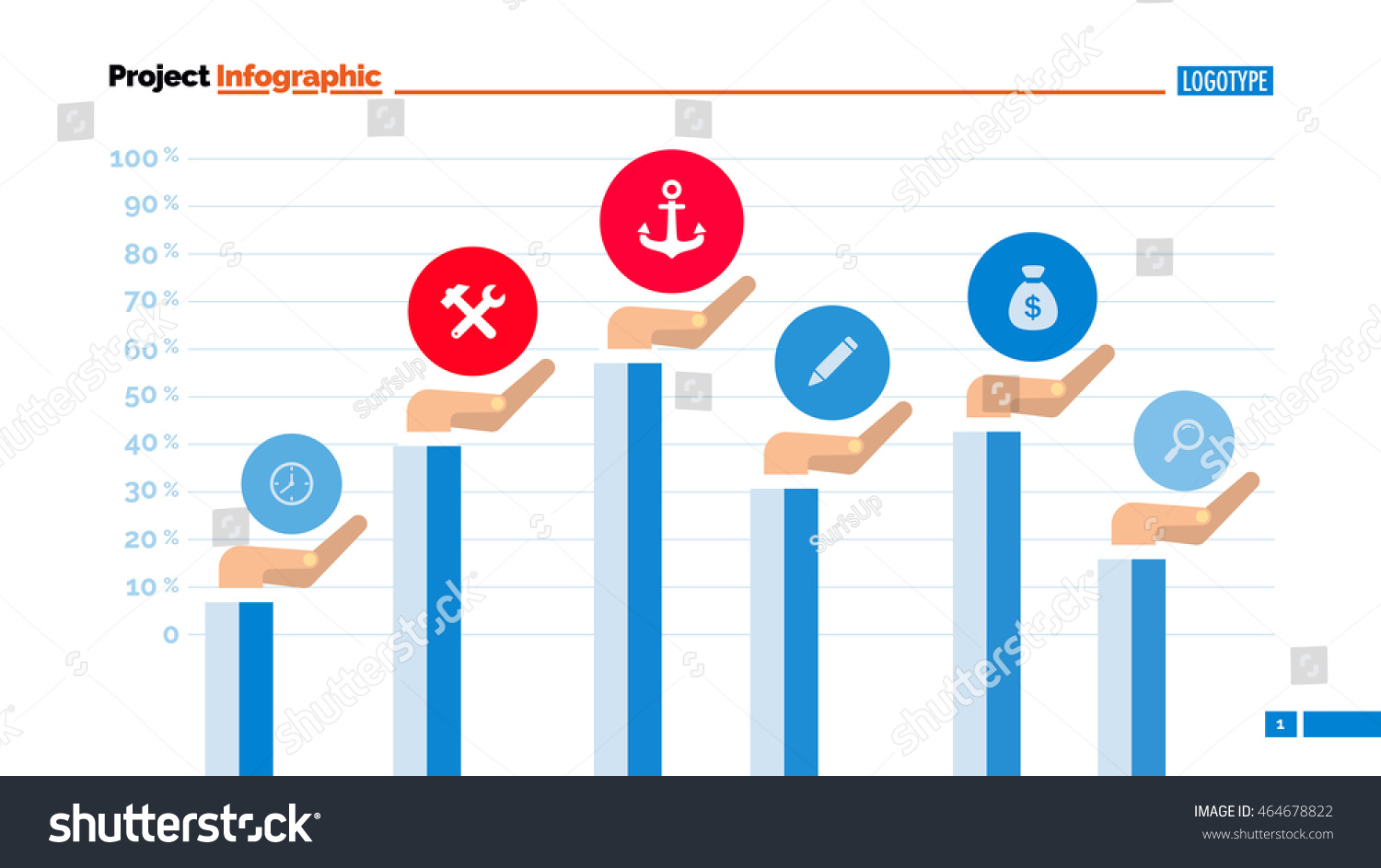 Hands Bar Chart Infographic Slide Template Stock Vector (Royalty Free ...