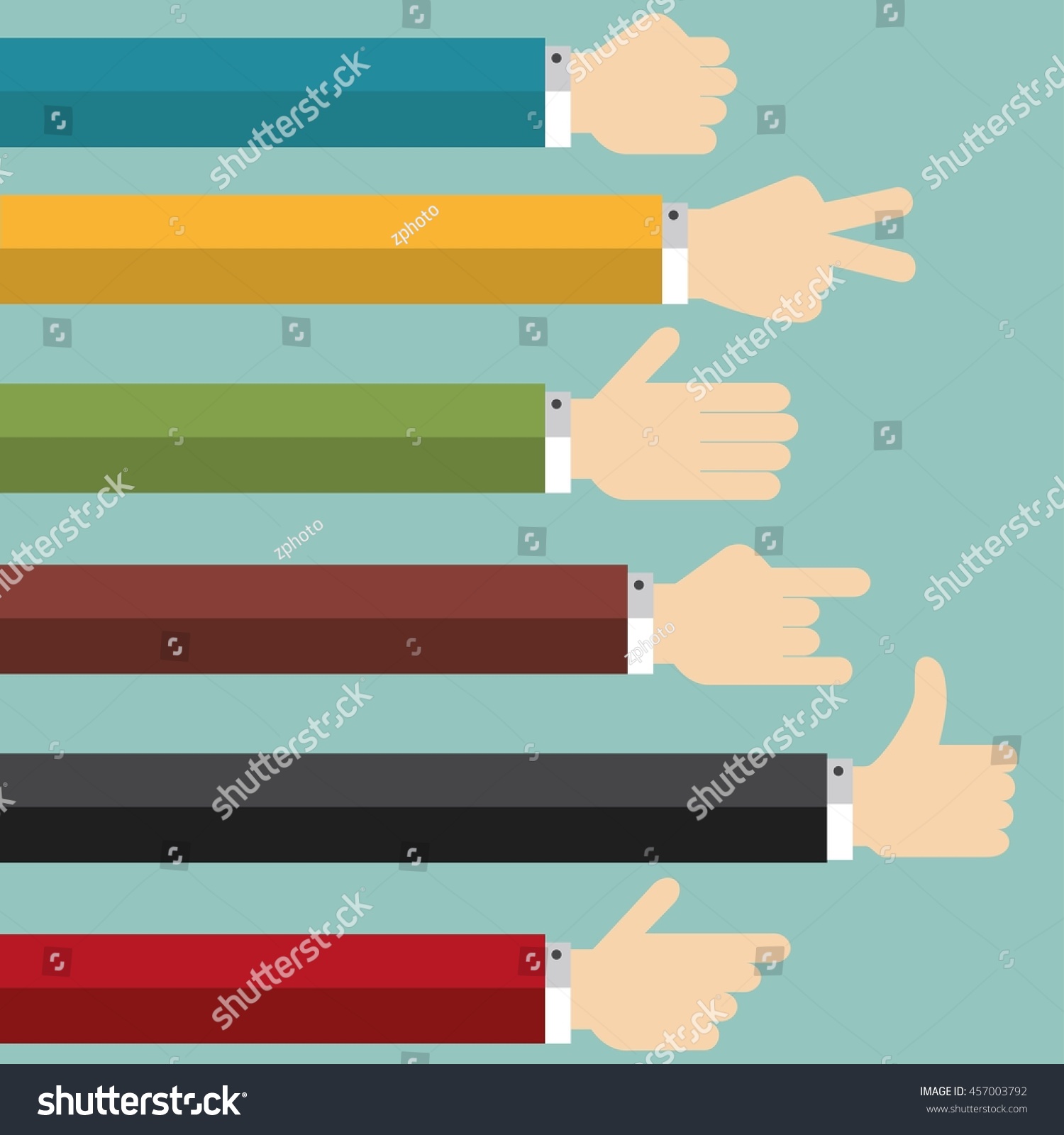 Hands Collection Flat Design Vector Illustration Stock Vector (Royalty ...