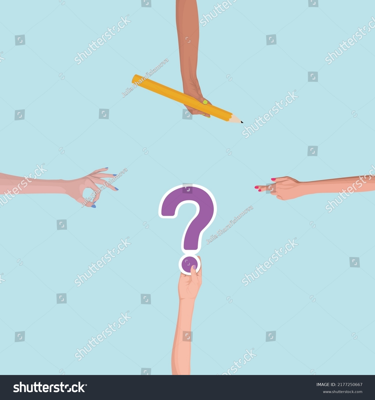 Hands Collection Different Poses Objects Flat Stock Vector (Royalty ...