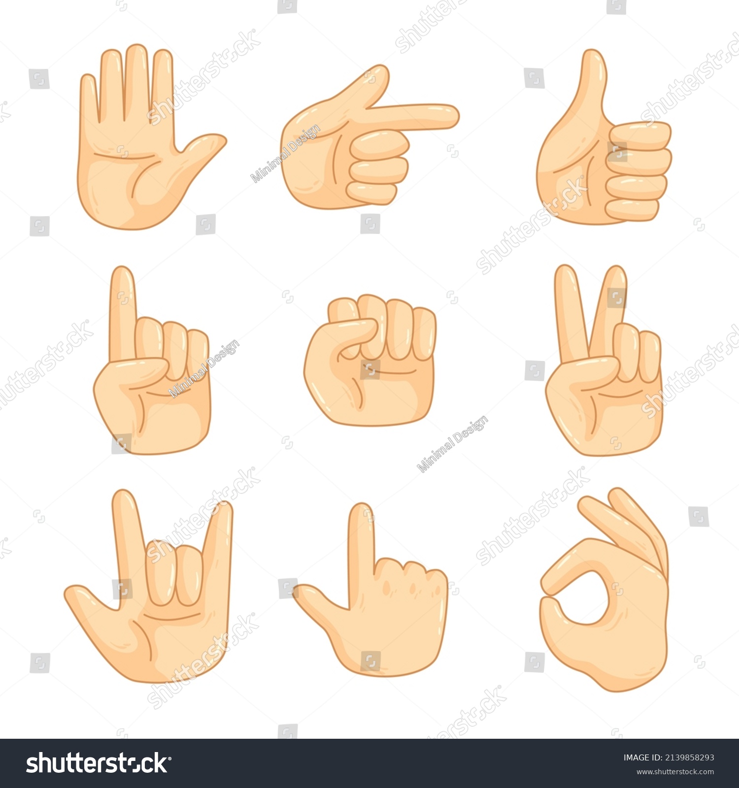 Hands Collection Different Poses Hand Drawn Stock Vector (Royalty Free ...