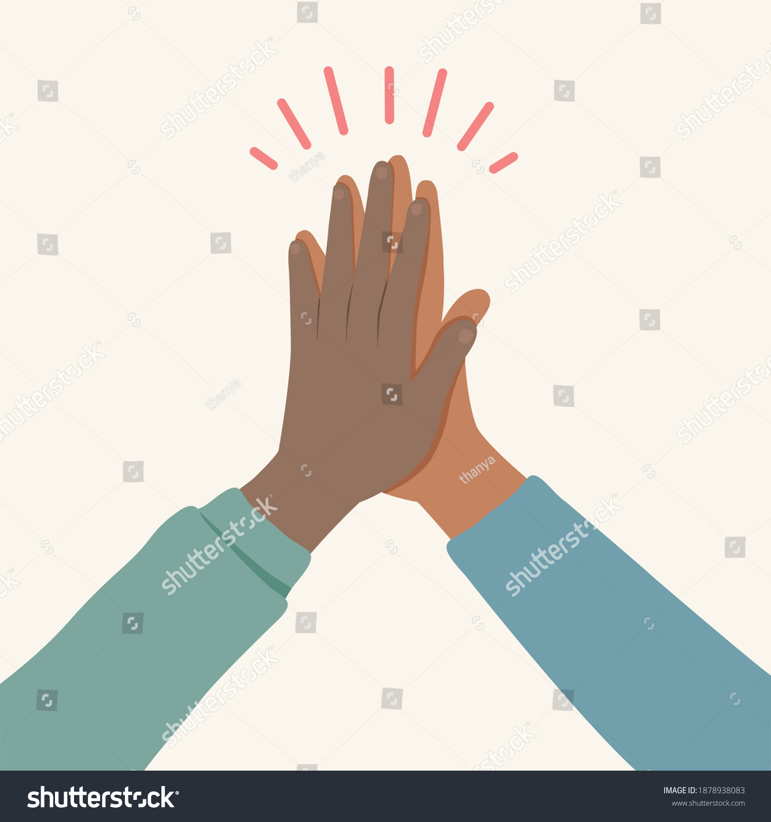 Hands Connecting High Five Friends Stock Vector (Royalty Free ...