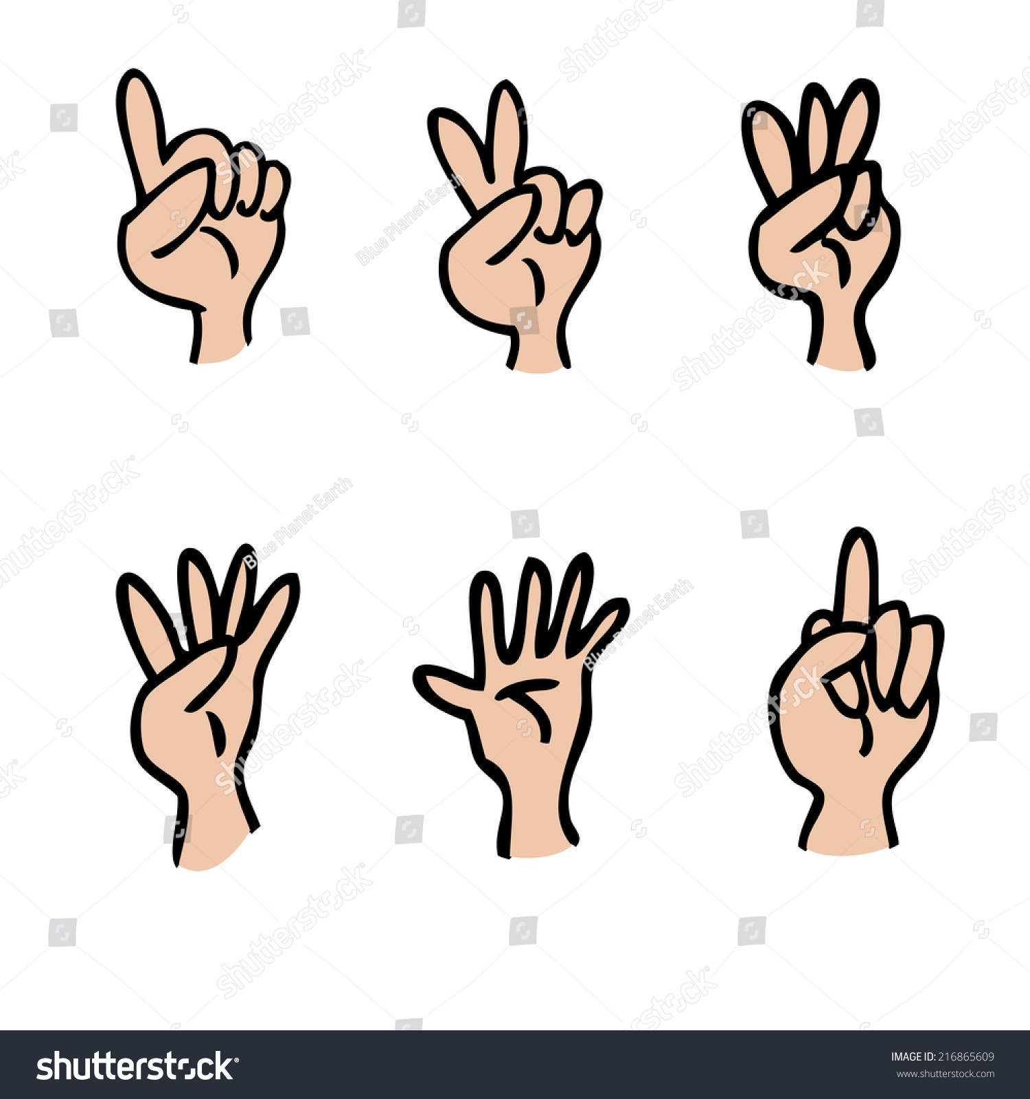 Hands Fingers Count Cartoon Set: vector de stock (libre de regalías ...