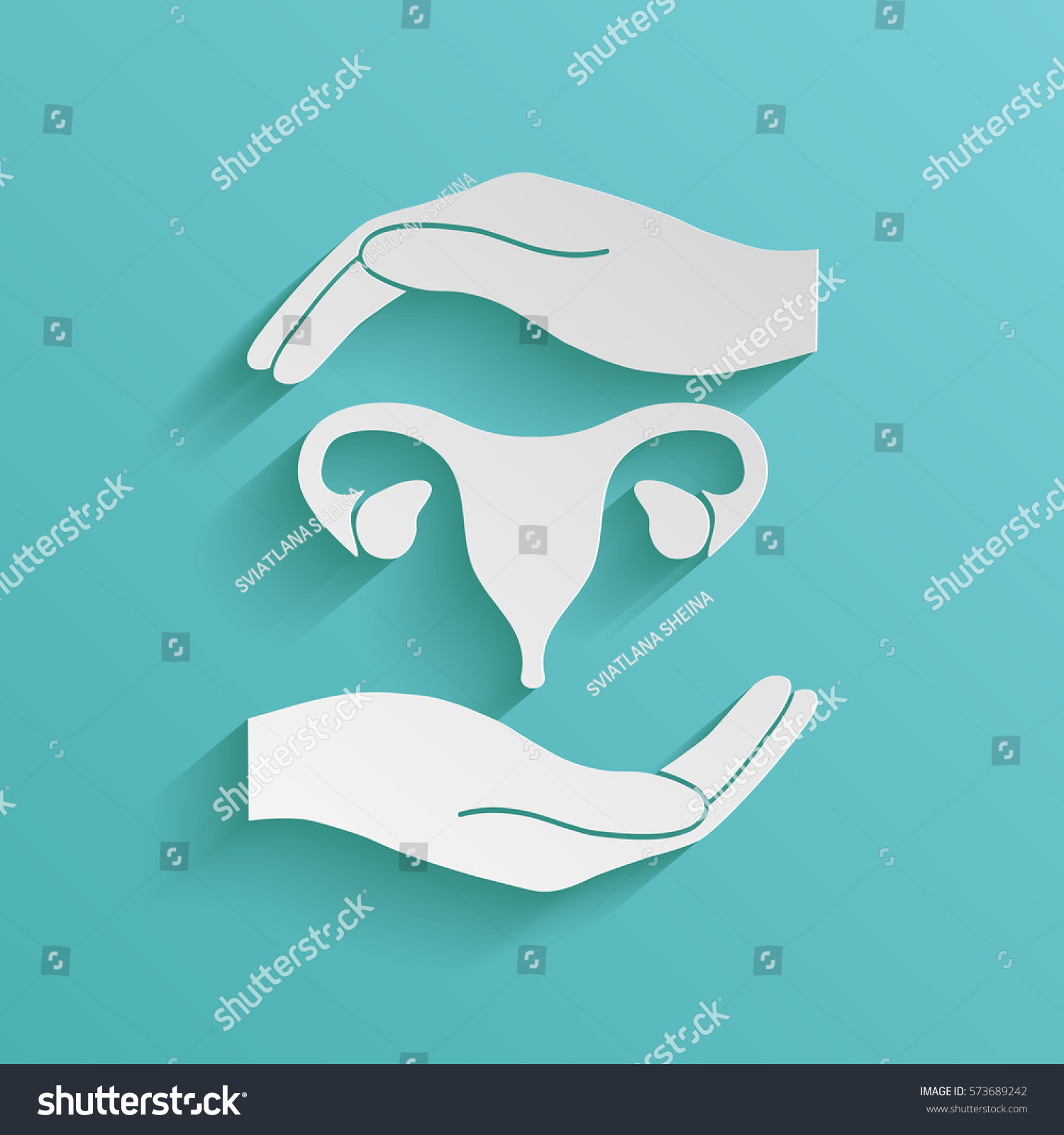 Hands Holding Female Uterus Protection Symbol Stock Vector Royalty
