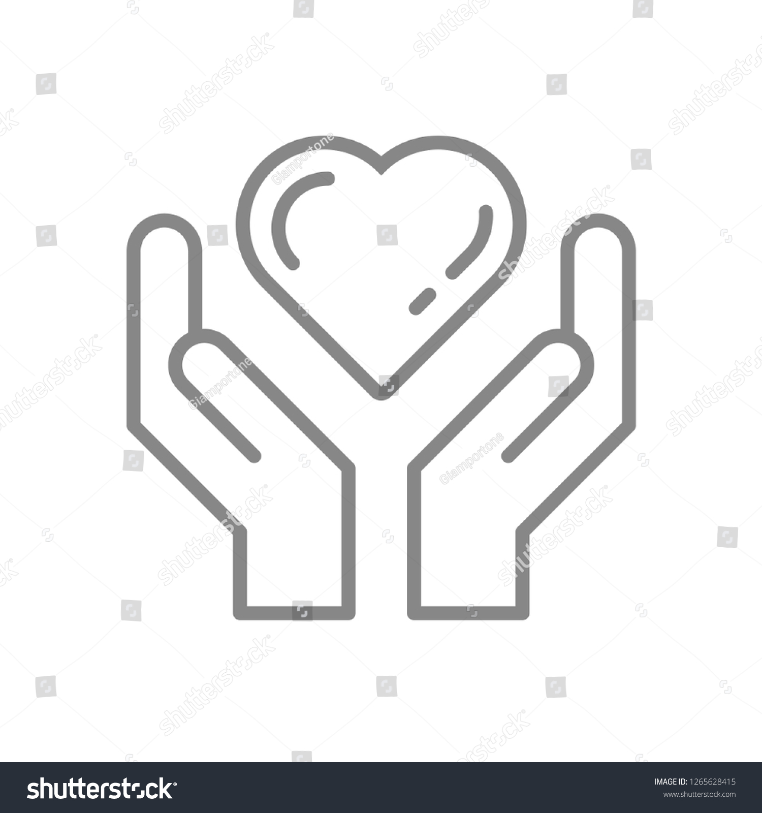 Hands Holding Heart Linear Vector Icon Stock Vector (Royalty Free ...