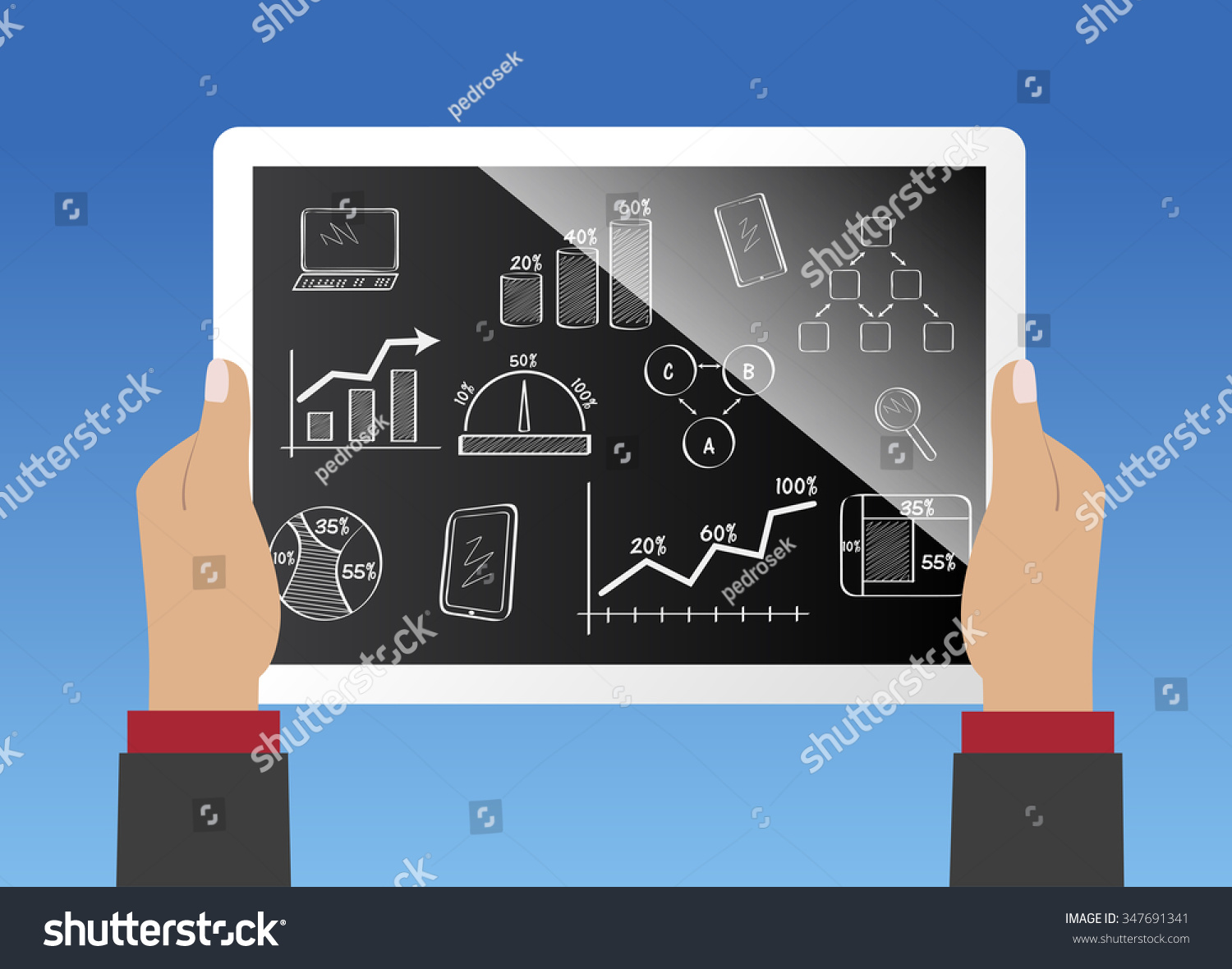 Hands Holding Modern Virtual Tablet Business Stock Vector (Royalty Free ...