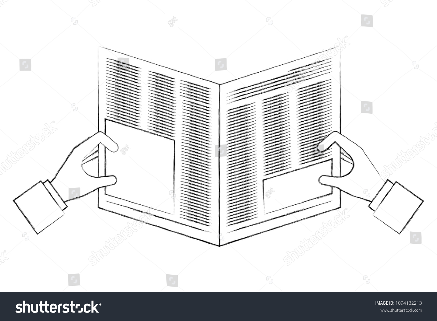 Hands Holding Newspaper Reading Article Stock Vector (Royalty Free ...