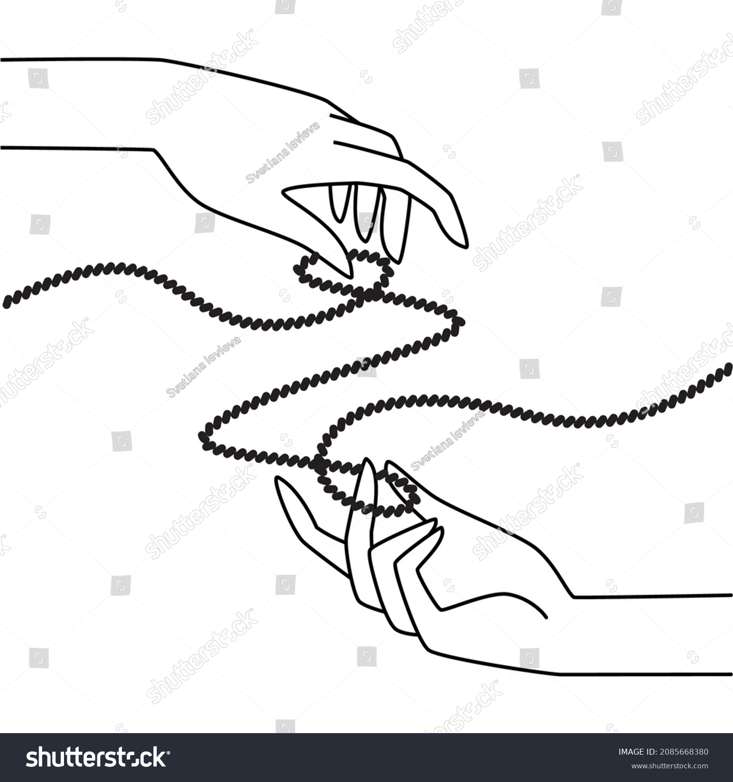 Hands Holding Rope Linear Illustration Macrame Stock Vector (Royalty ...