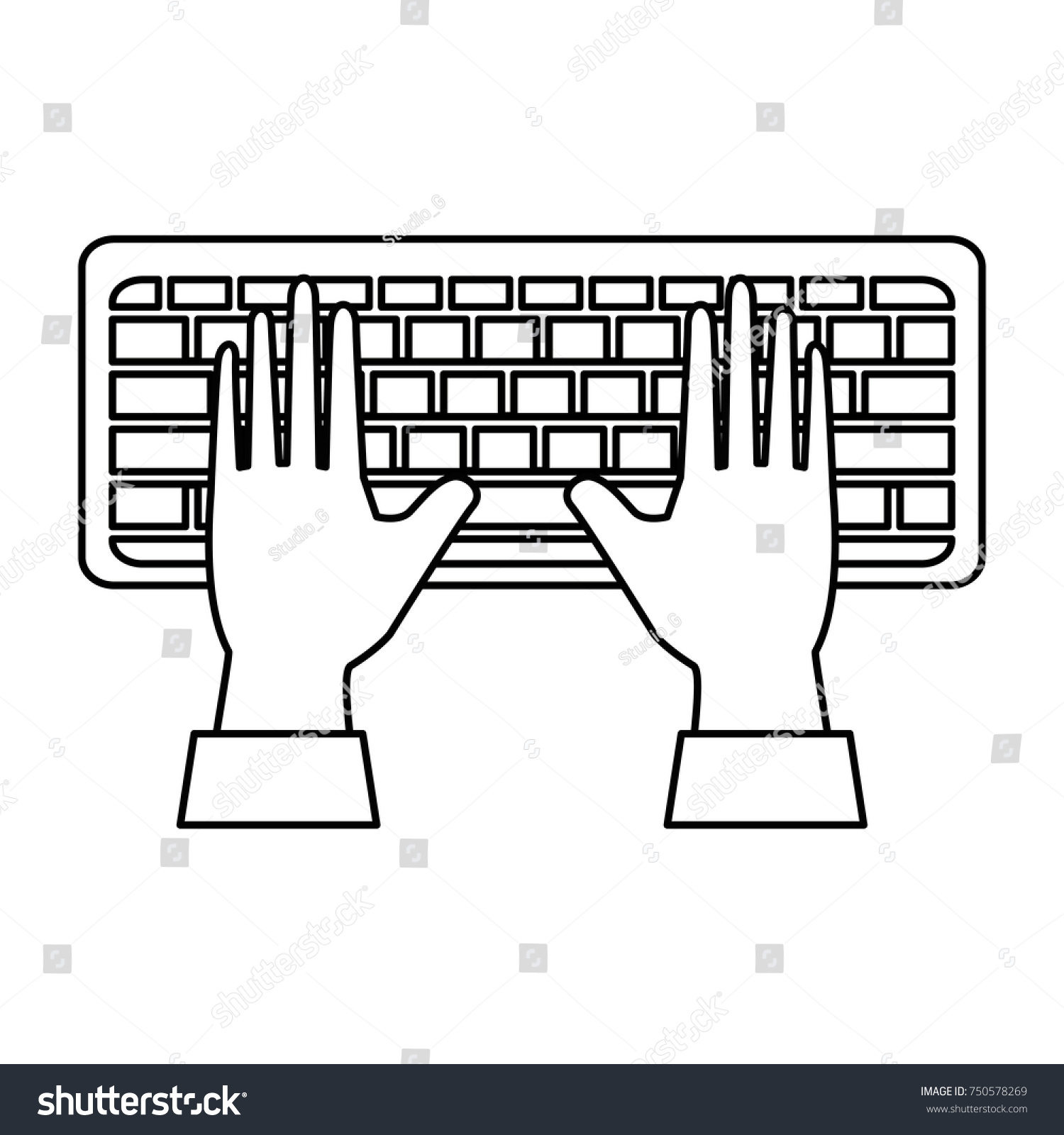 Hands Human Keyboard Stock Vector (Royalty Free) 750578269 | Shutterstock